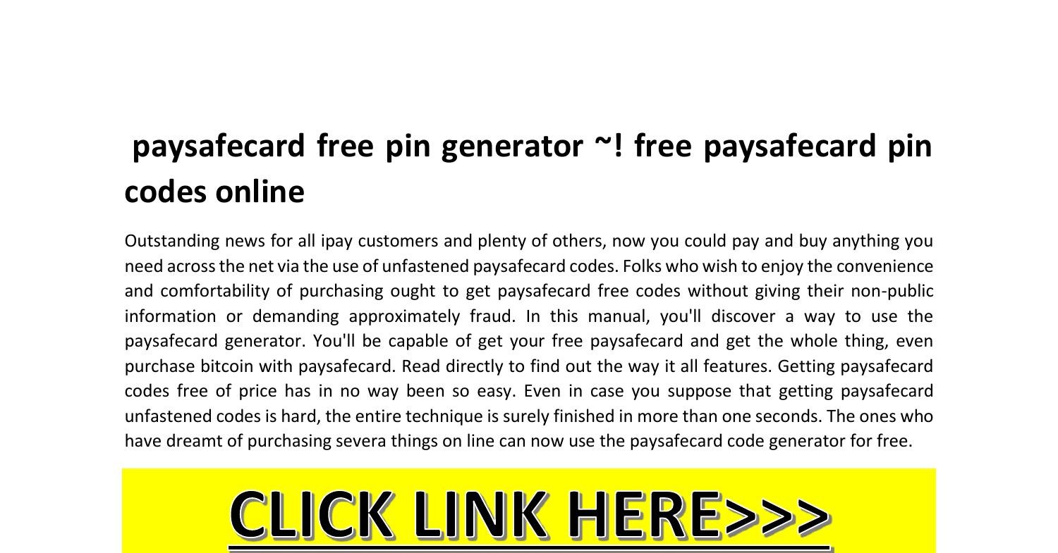 paysafecard free pin generator.pdf | DocDroid