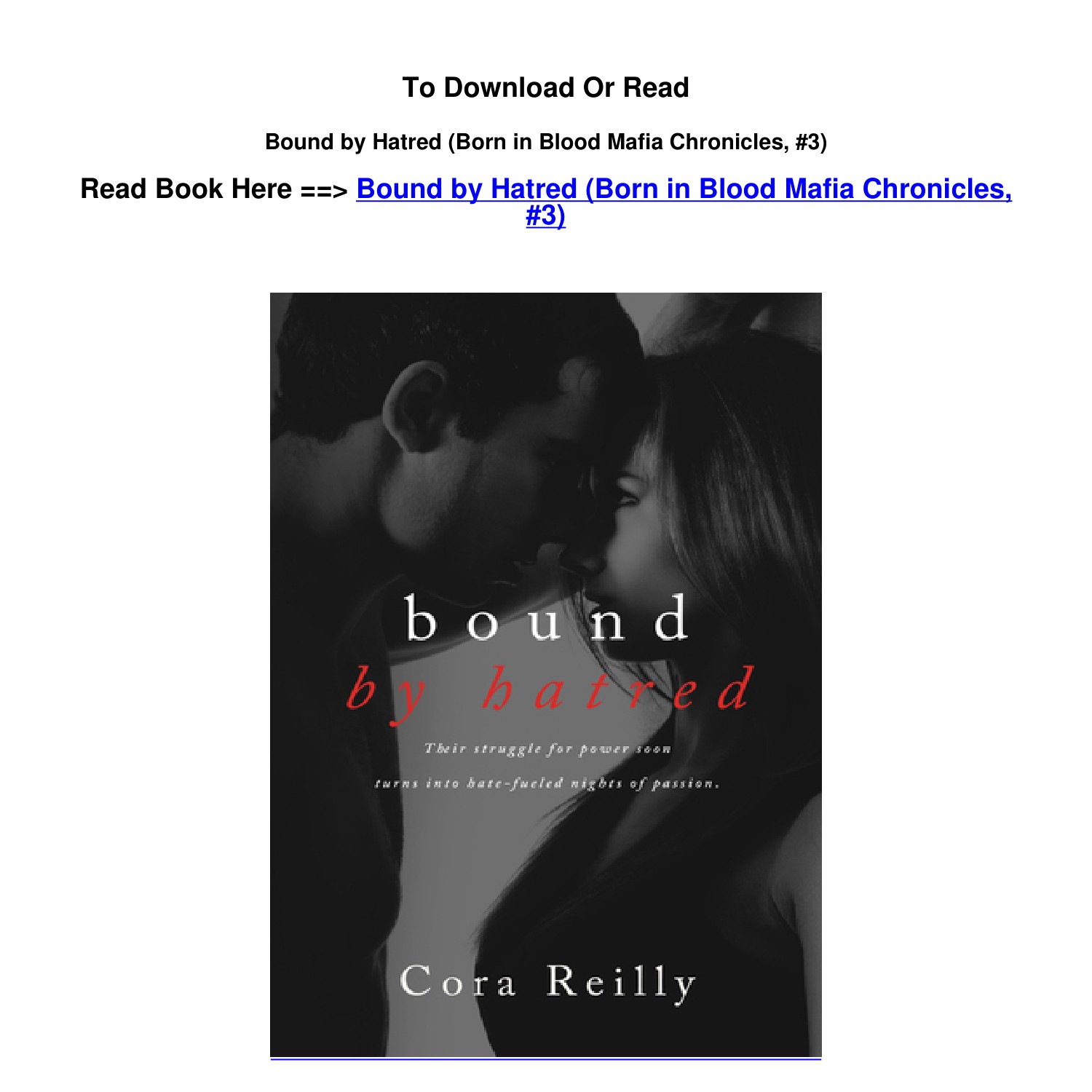 DOWNLOAD EPub Bound by Hatred Born in Blood Mafia Chronicles 3 BY Cora .pdf | DocDroid