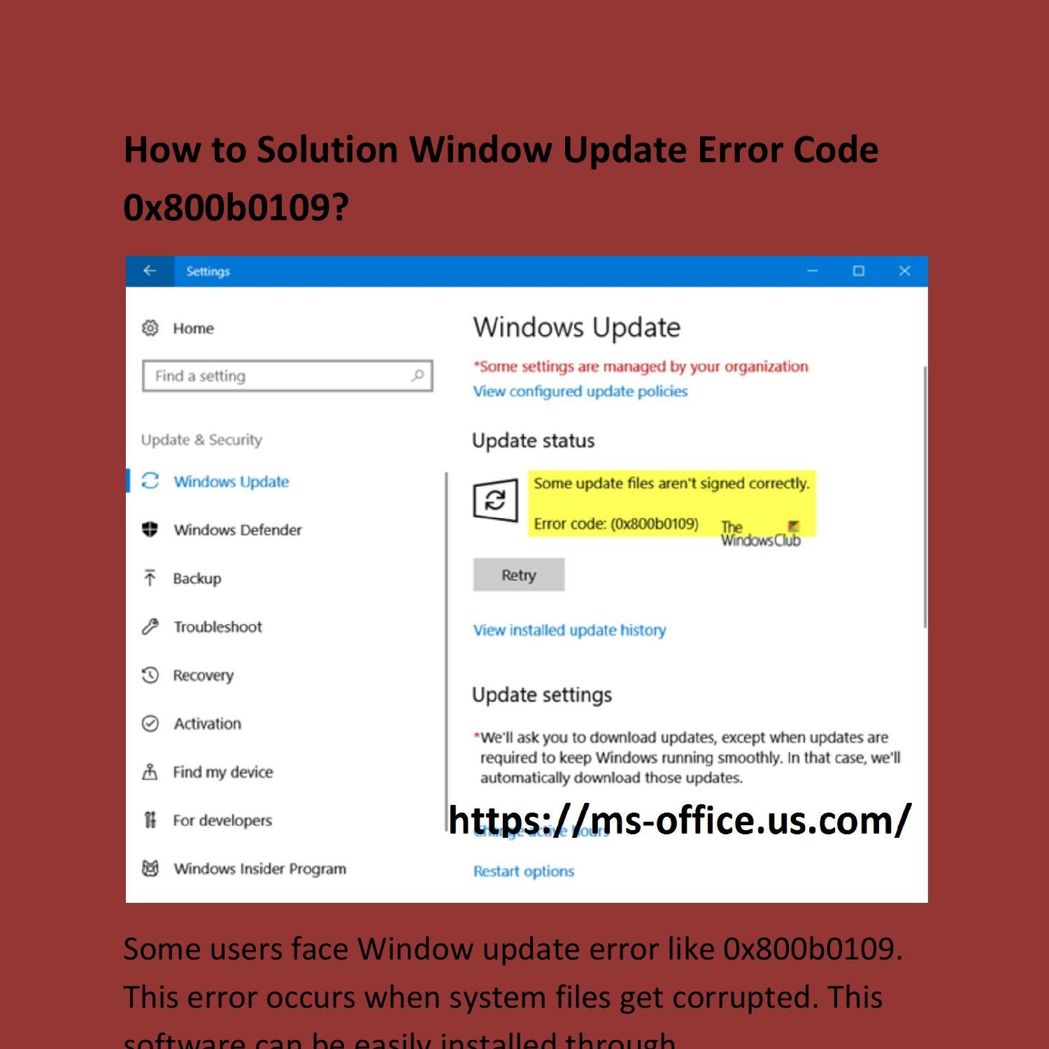 How to Solution Window Update Error Code 0x800b0109.docx | DocDroid