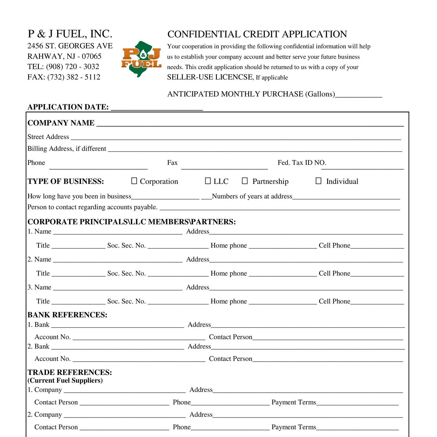 P & J Fuel Credit Application.pdf | DocDroid