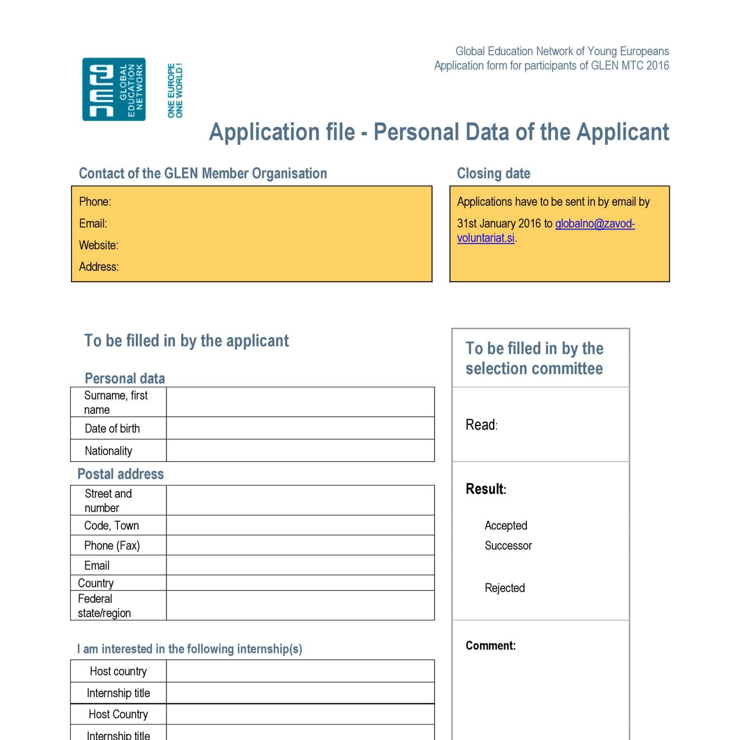 Glen Mtc 2016 Participants Application Form En Doc Docdroid