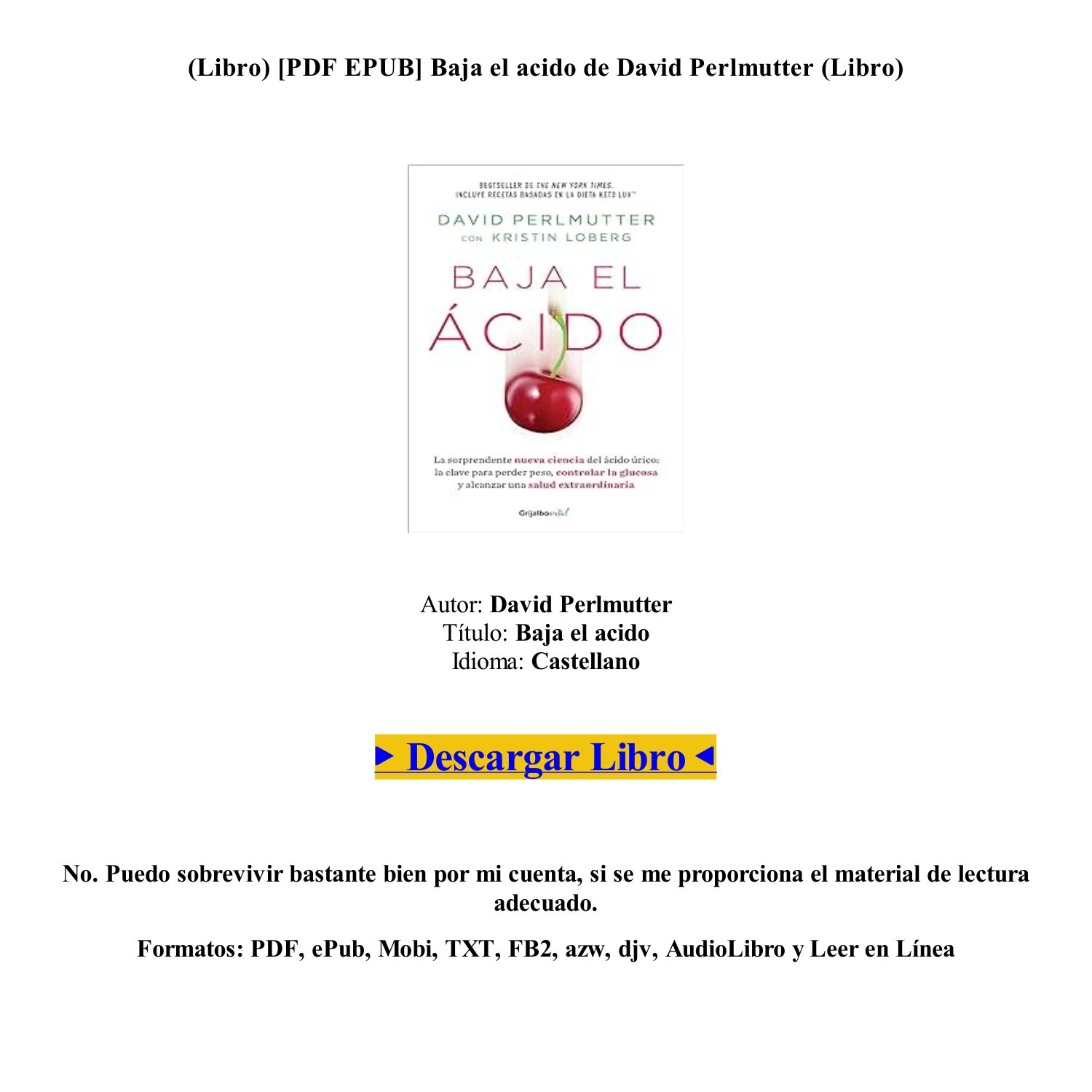 [EPUB PDF] [Libro] Baja el acido de David Perlmutter Libro.pdf | DocDroid