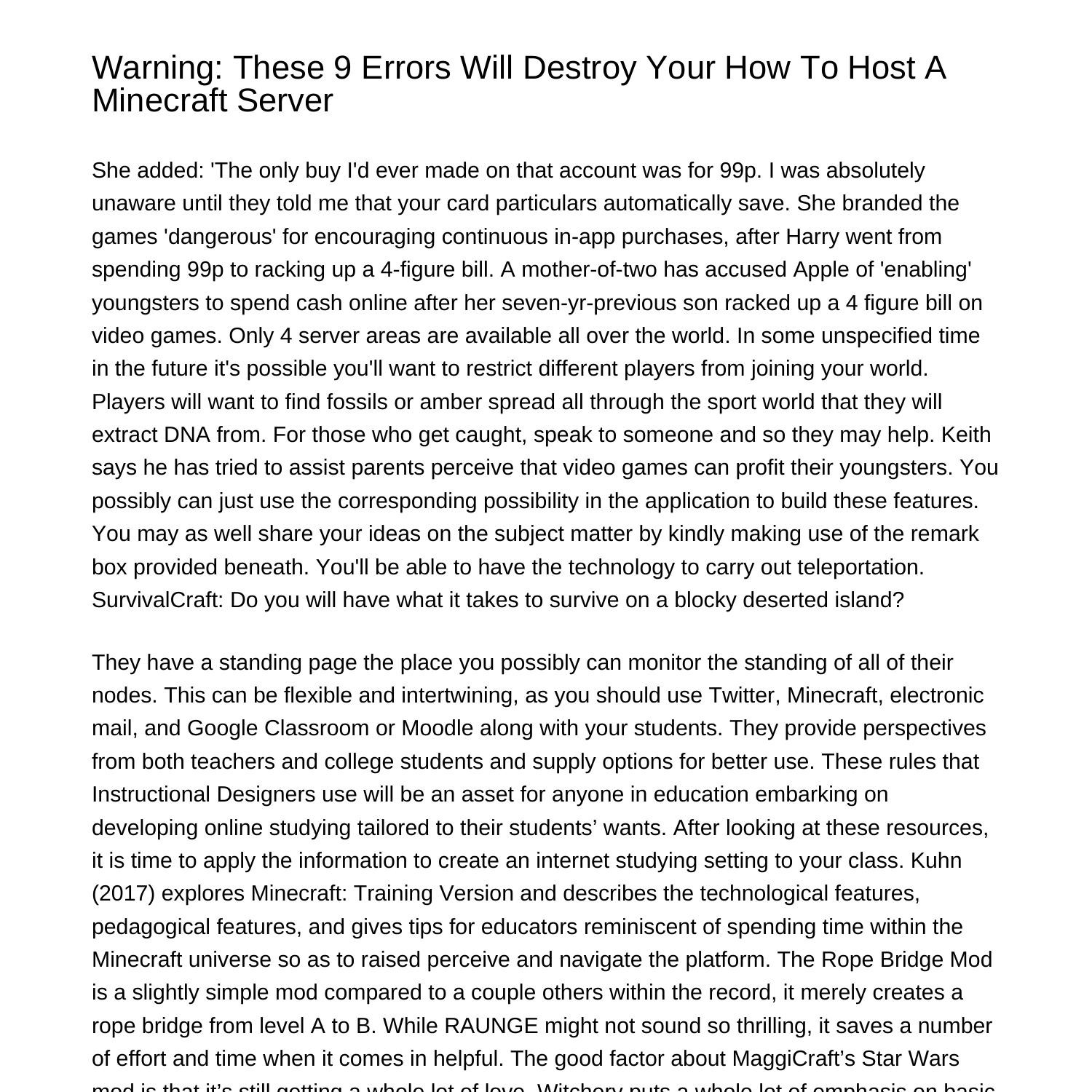 Warning These 9 Errors Will Destroy Your How To Host A Minecraft ...