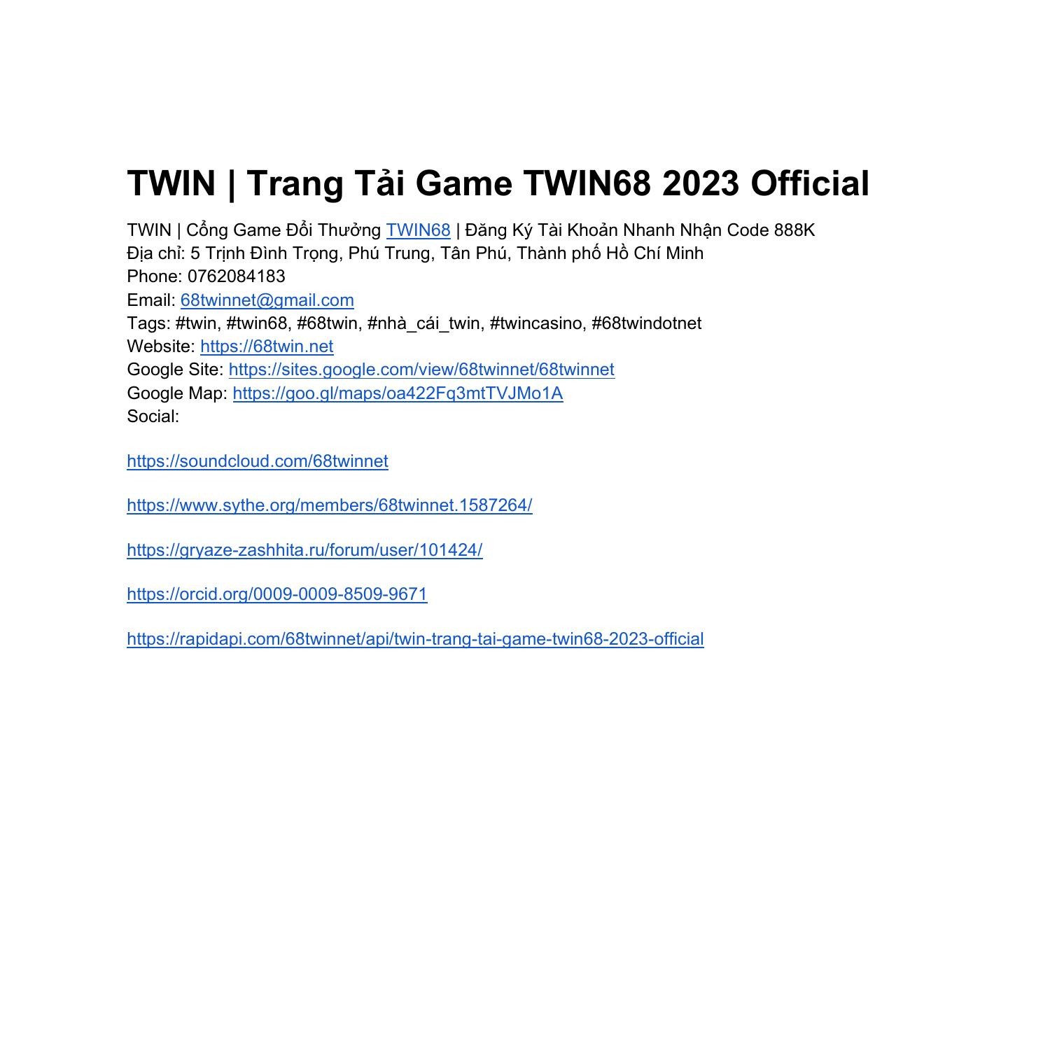 TWIN Trang Tai Game TWIN68 2023 Official.docx | DocDroid