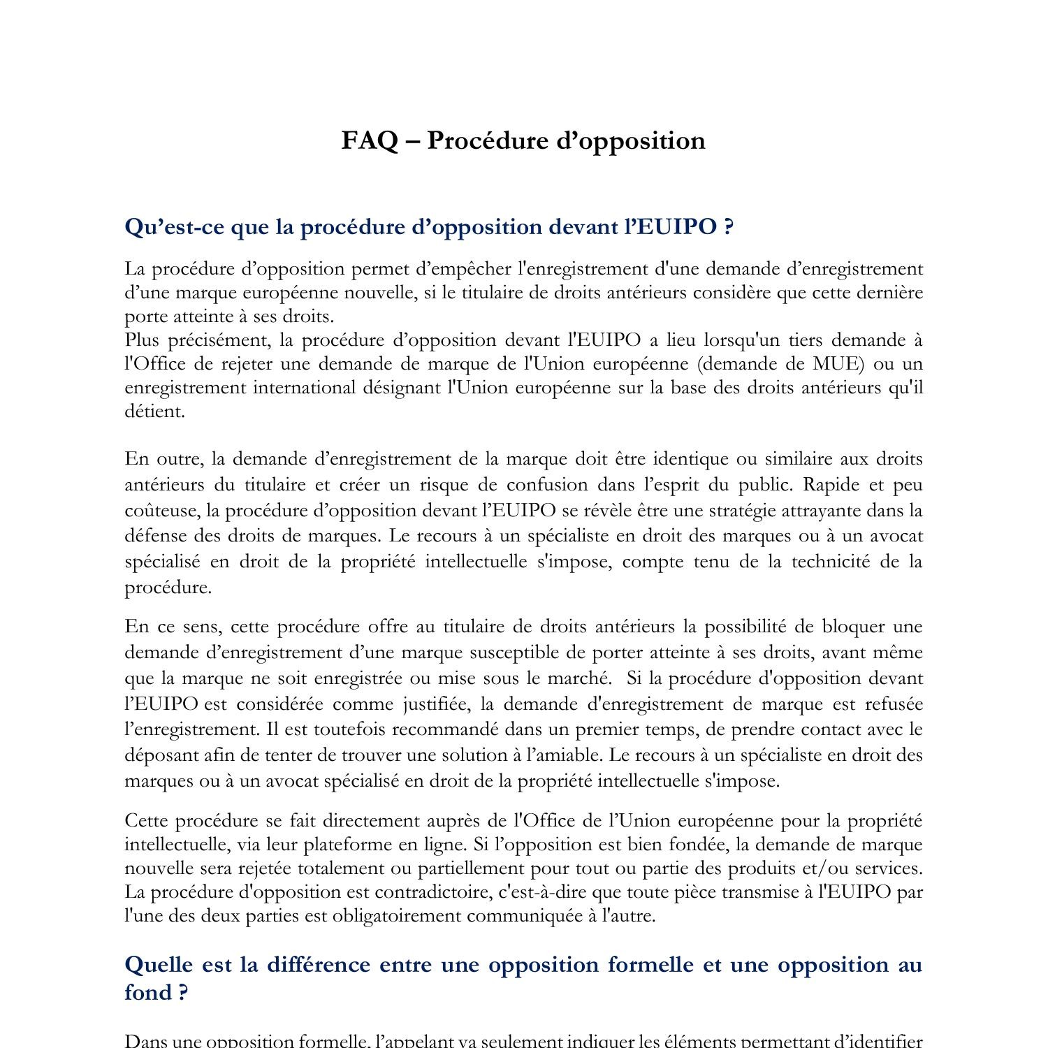 FAQ Procédure d'opposition.docx | DocDroid