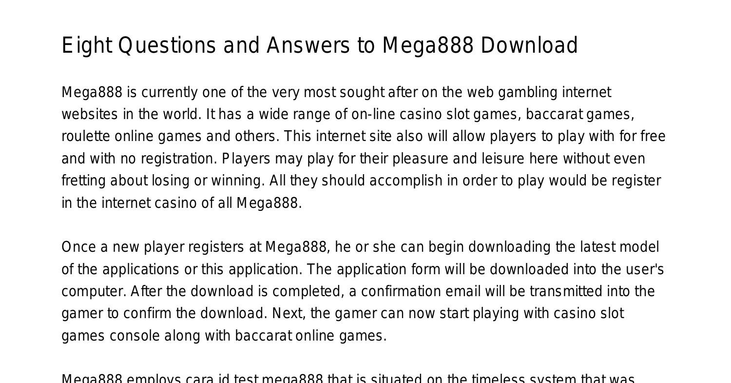 10 Tips That Will Make You Guru In Mega888 Downloadwiokn.pdf.pdf | DocDroid