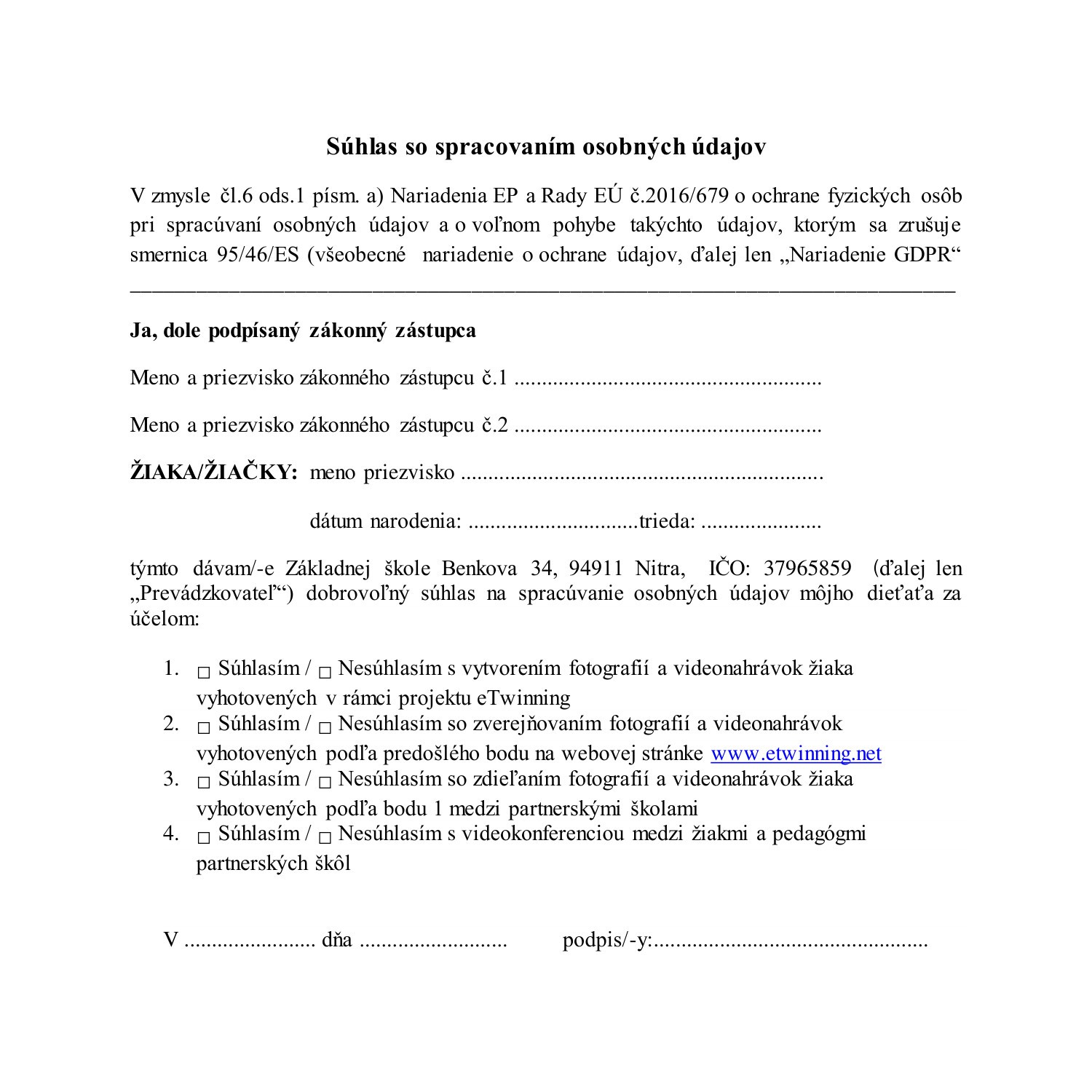 Informed Parental Consent Zs Benkova 34 Nitra Sk Pdf Docdroid