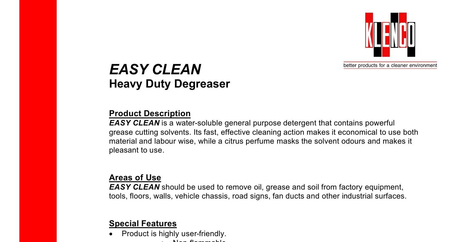 EASY CLEAN - Heavy Duty Degreaser.pdf | DocDroid