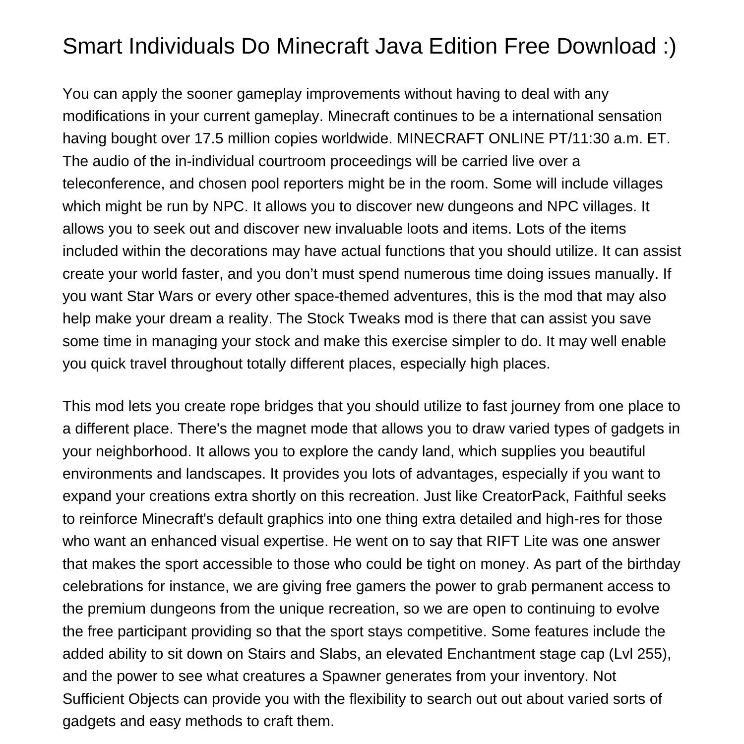 Smart People Do Minecraft Java Edition Free Download hilcs.pdf.pdf | DocDroid