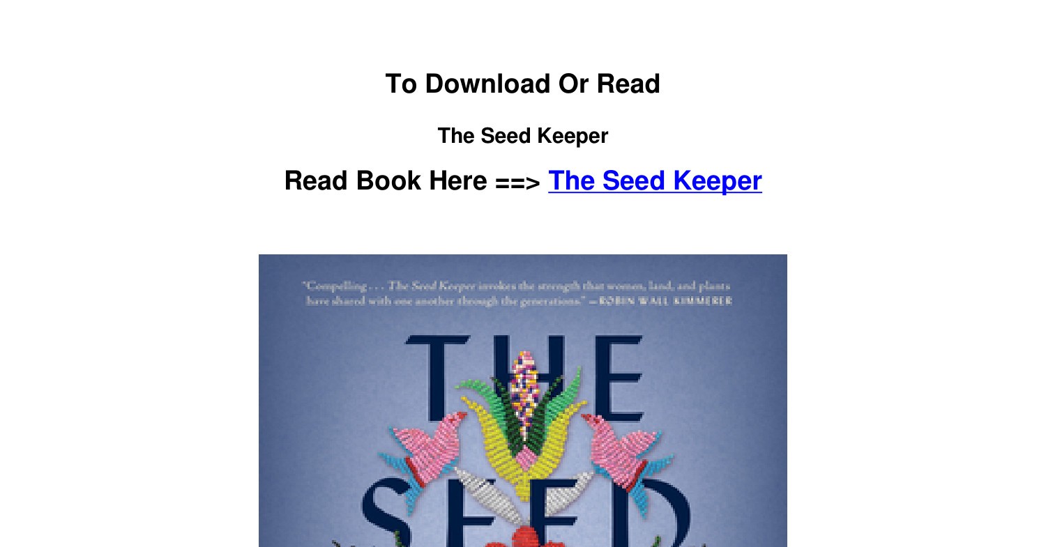 DOWNLOAD pdf The Seed Keeper by Diane Wilson.pdf | DocDroid