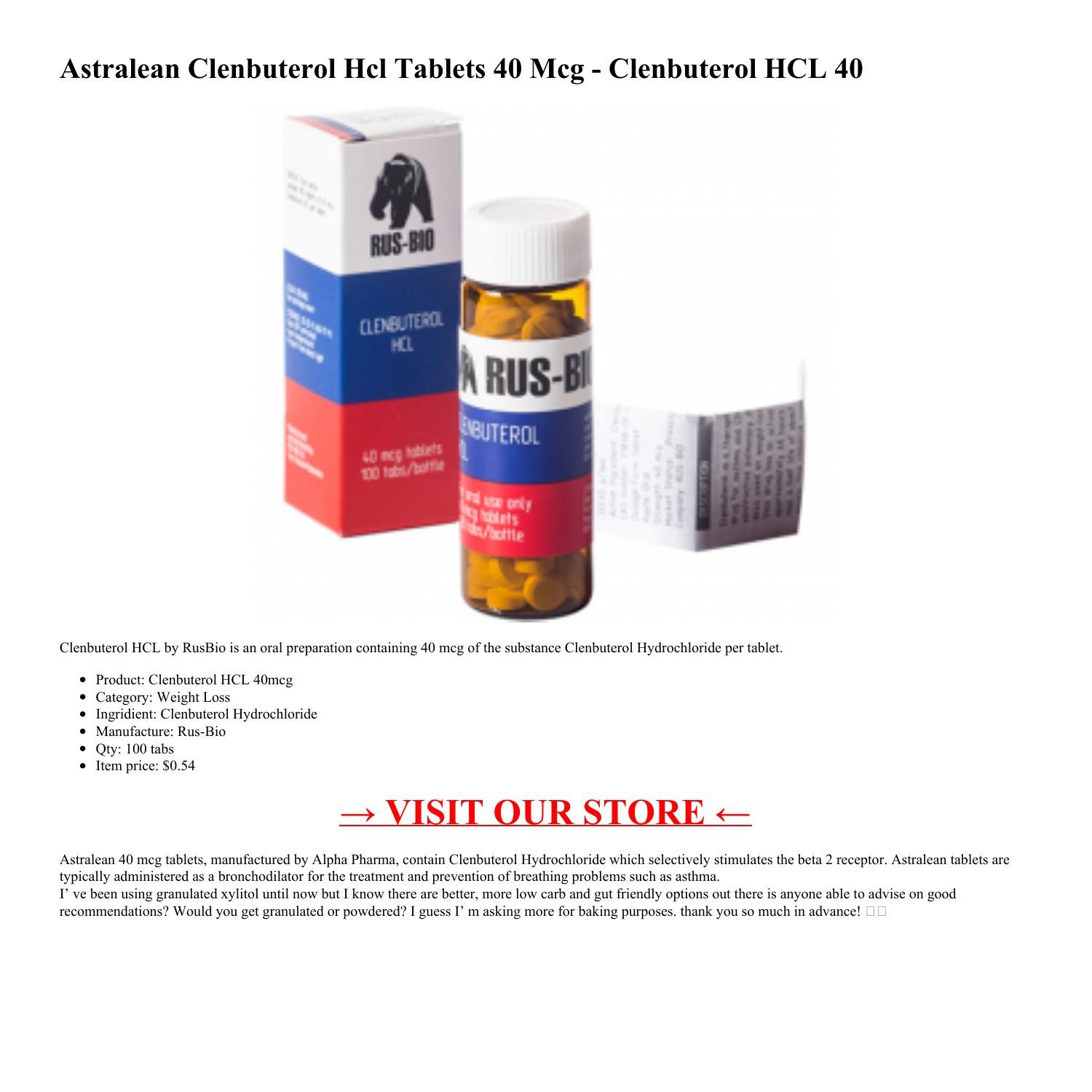 Astralean Clenbuterol Hcl Tablets 40 Mcg.pdf | DocDroid