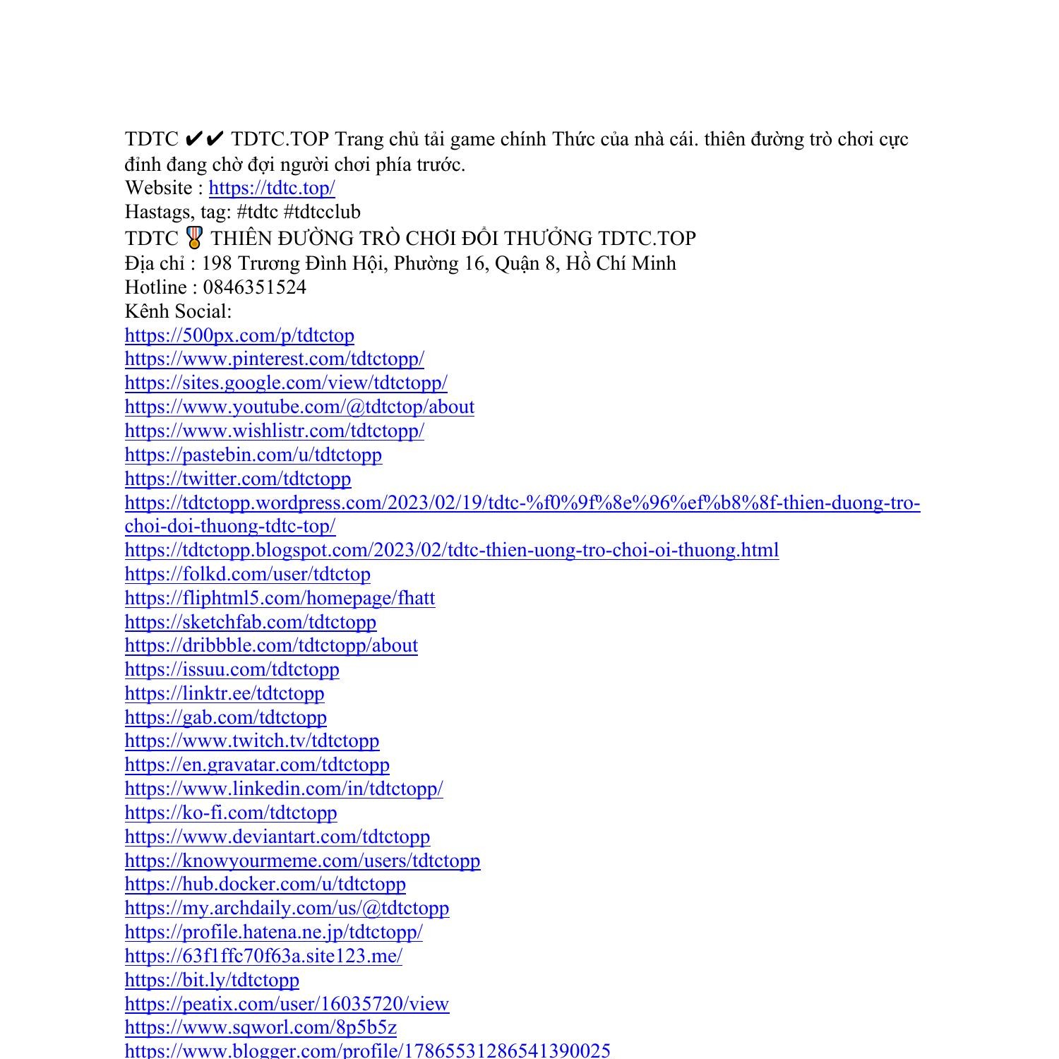 TDTC THIÊN ĐƯỜNG TRÒ CHƠI ĐỔI THƯỞNG TDTC.TOP.docx | DocDroid