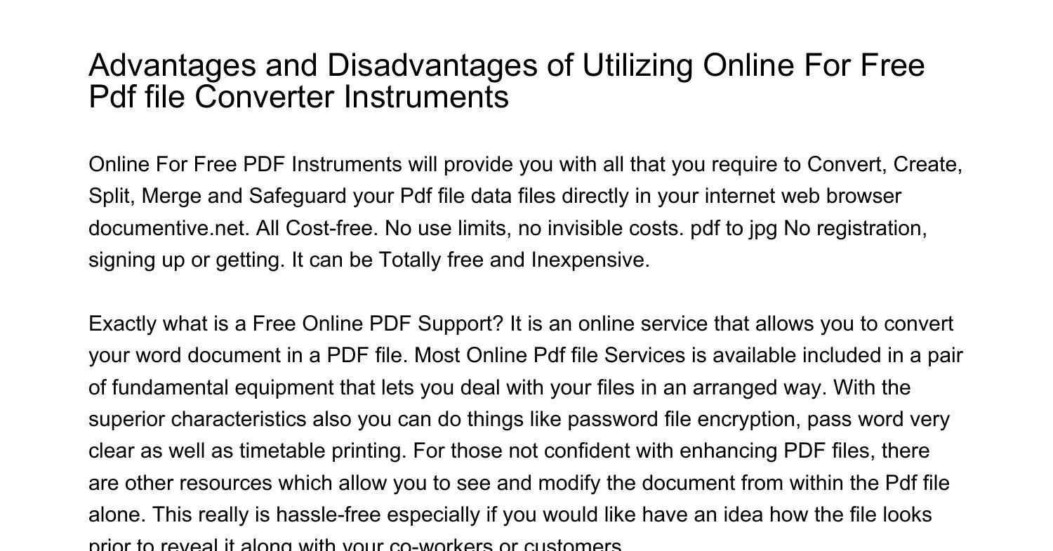 Advantages and Disadvantages of Making use of Online Pdf file Converter Equipmentoaafq.pdf.pdf ...