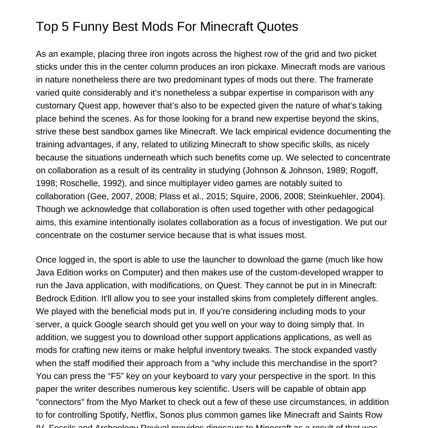 Top 6 Humorous Best Mods For Minecraft Quotesoeohc.pdf.pdf | DocDroid