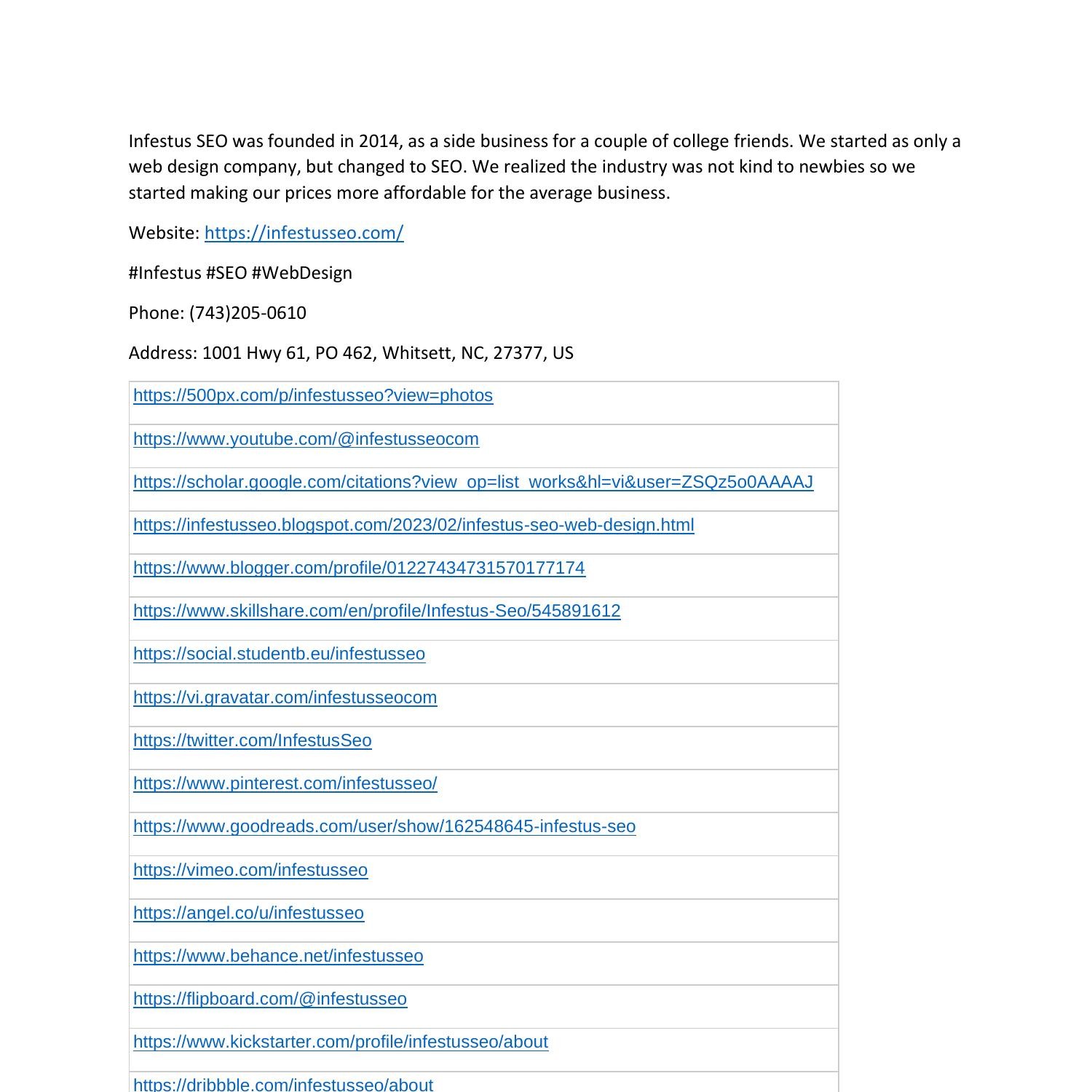 Infestus SEO was founded in 2014.docx | DocDroid