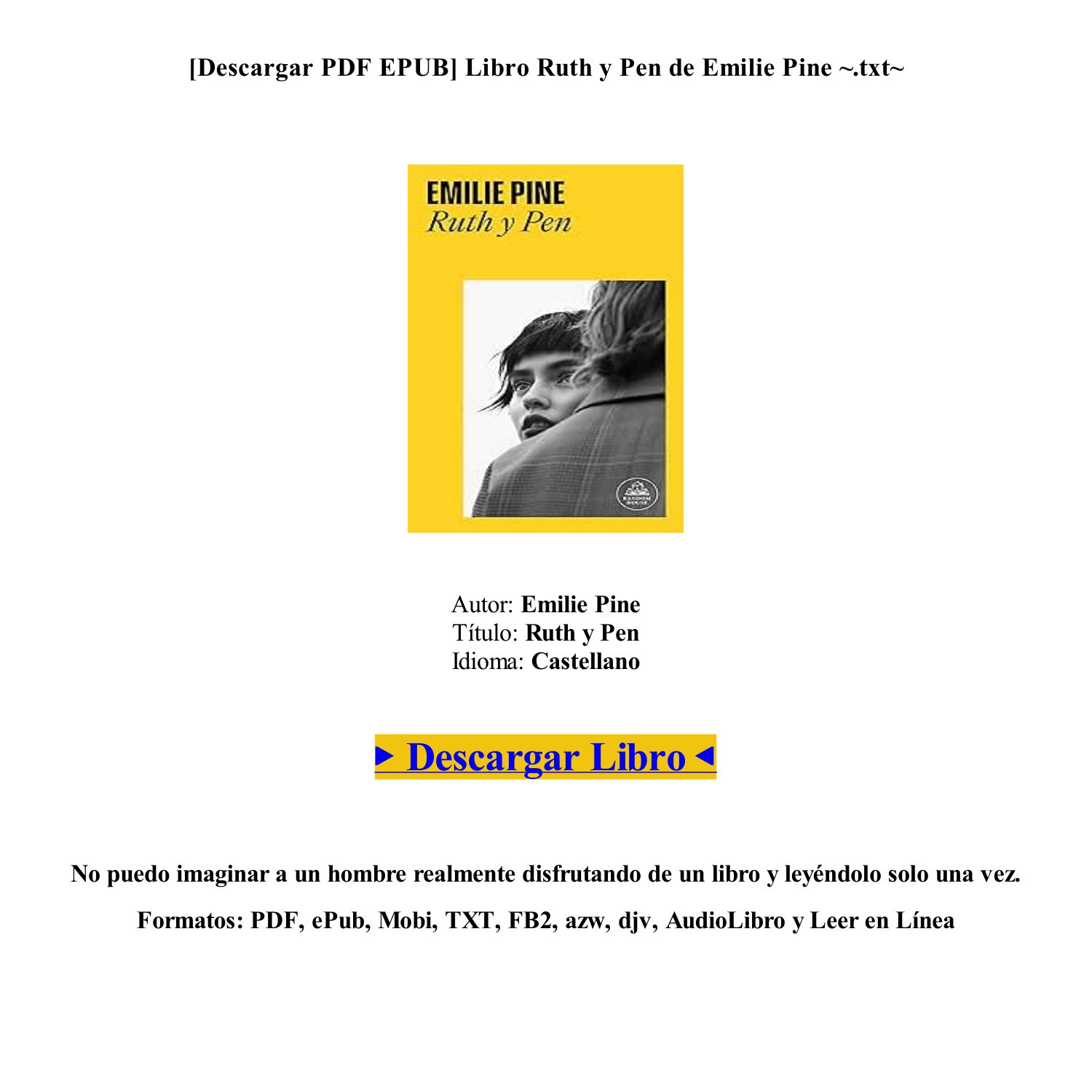 [PDF FB2] Gratis Ruth y Pen de Emilie Pine AZW3.pdf | DocDroid