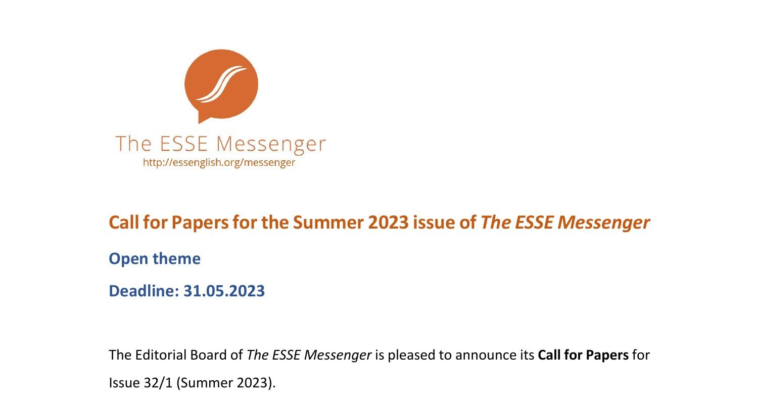CFP_The ESSE Messenger_Summer 2023 issue.pdf | DocDroid