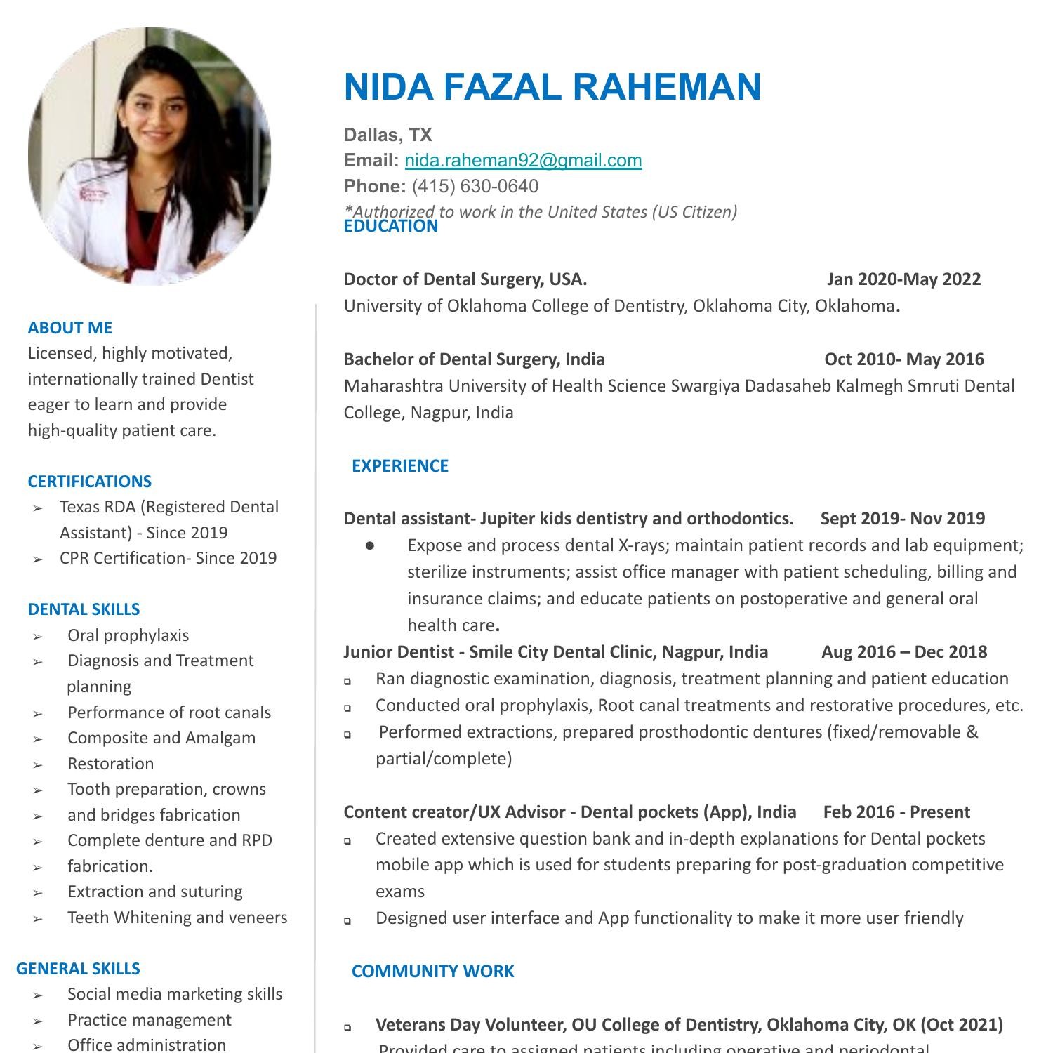 NIDA RAHEMAN RESUME.pdf | DocDroid