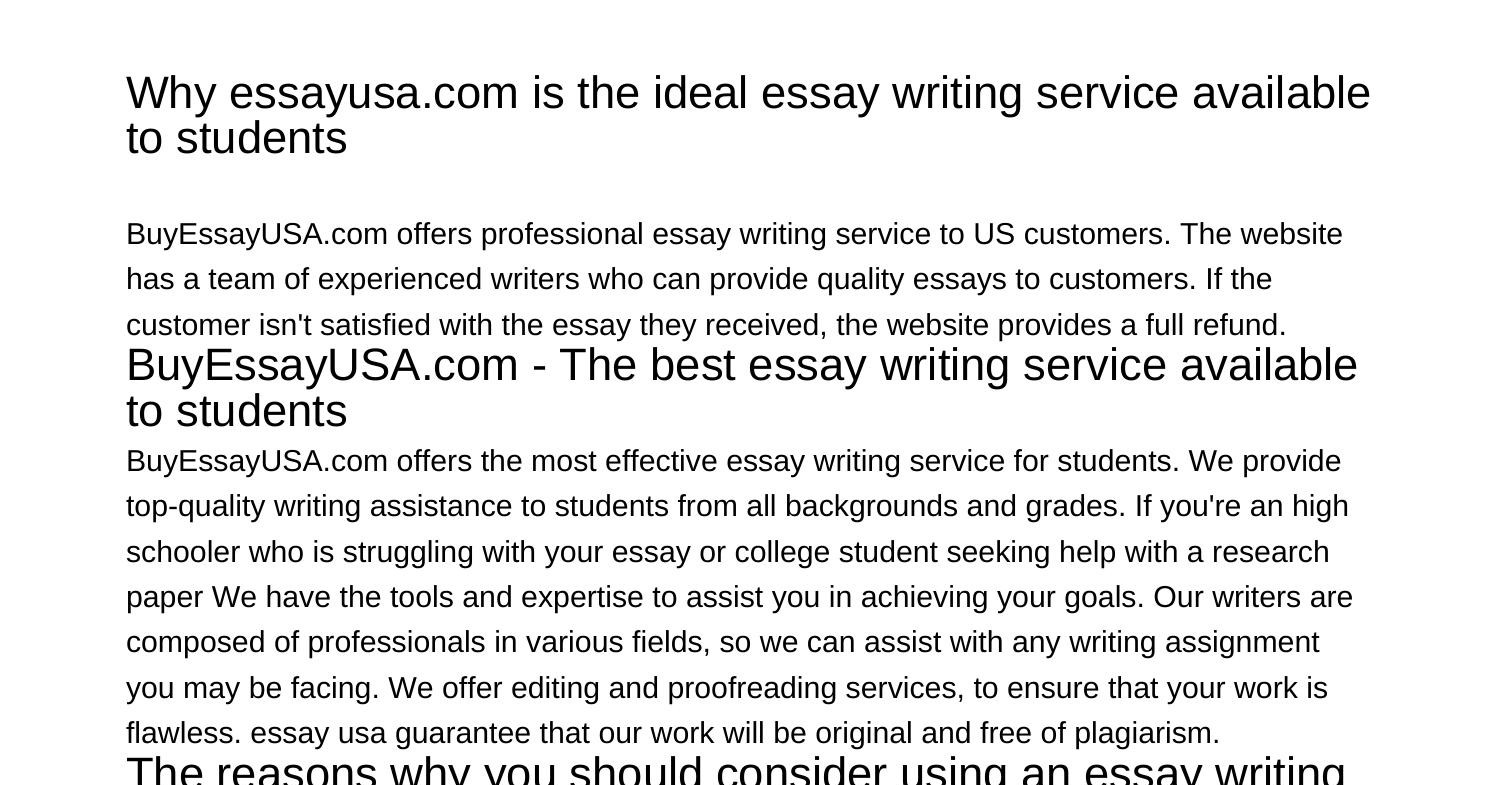 What is the reason why essayusacom is the top essay writing service for ...