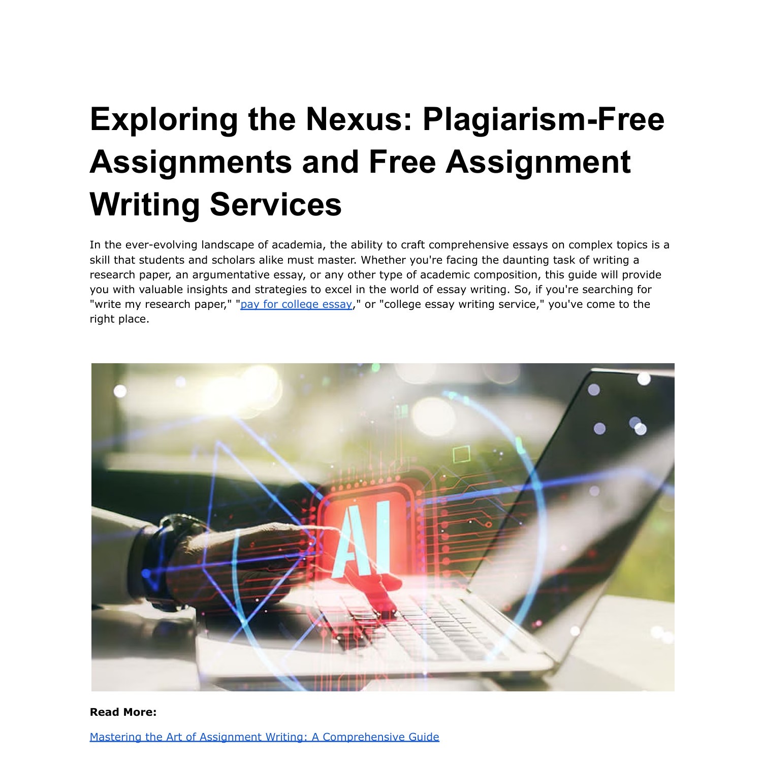 Exploring the Nexus_ Plagiarism-Free Assignments and Free Assignment ...