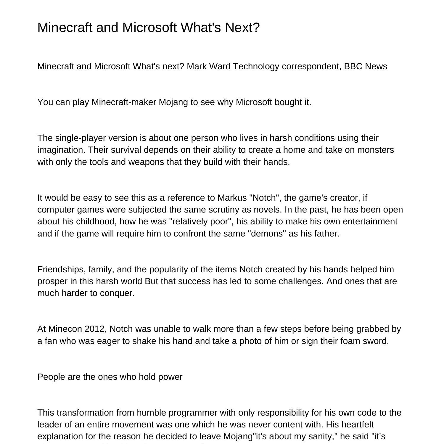 Minecraft and Microsoft what Nowqvwdx.pdf.pdf | DocDroid