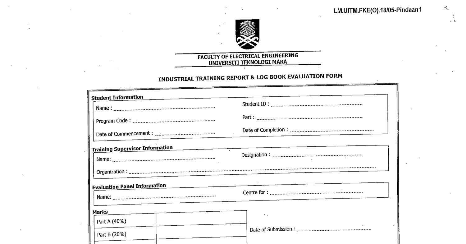 industrial training report and log book evaluation form.pdf | DocDroid