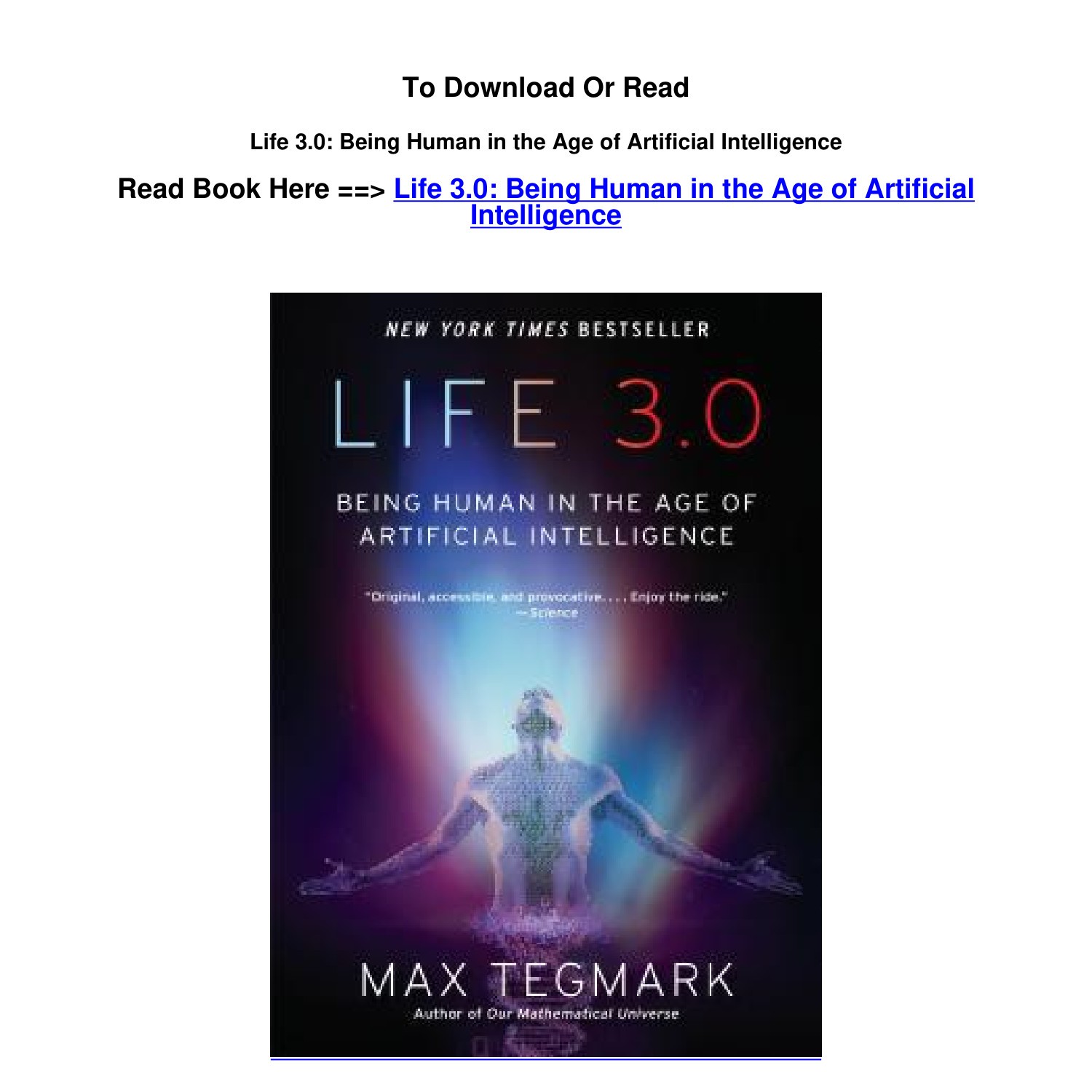 pdf DOWNLOAD Life 3 0 Being Human in the Age of Artificial Intelligence ...