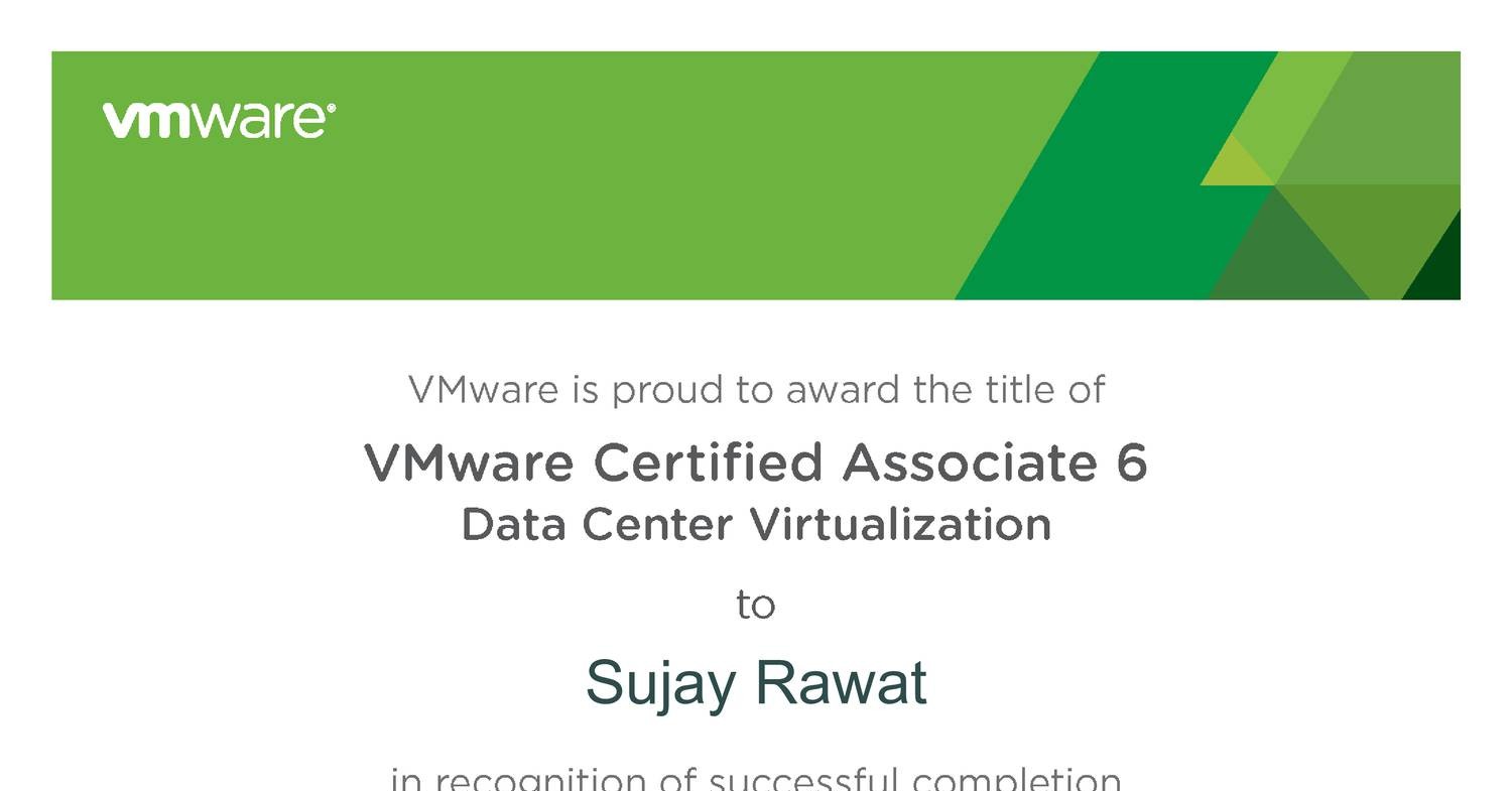 VMware Certified Associate 6 - Data Center Virtualization certificate ...