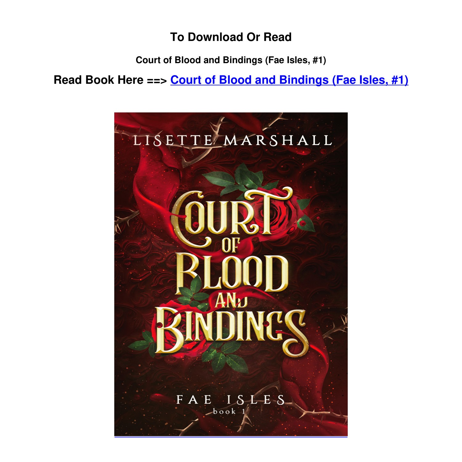 pdf download Court of Blood and Bindings Fae Isles 1 BY Lisette ...