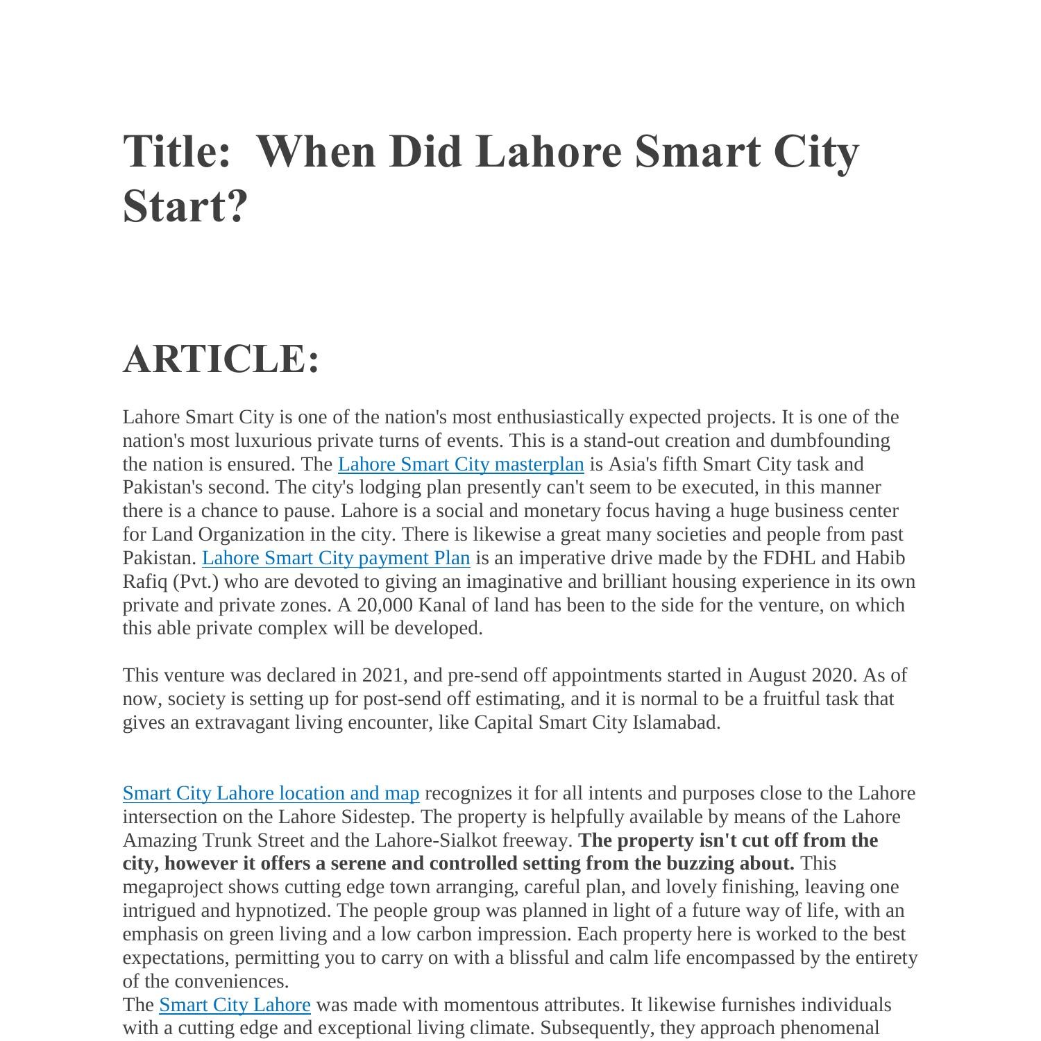 When Did Lahore Smart City Start.pdf | DocDroid
