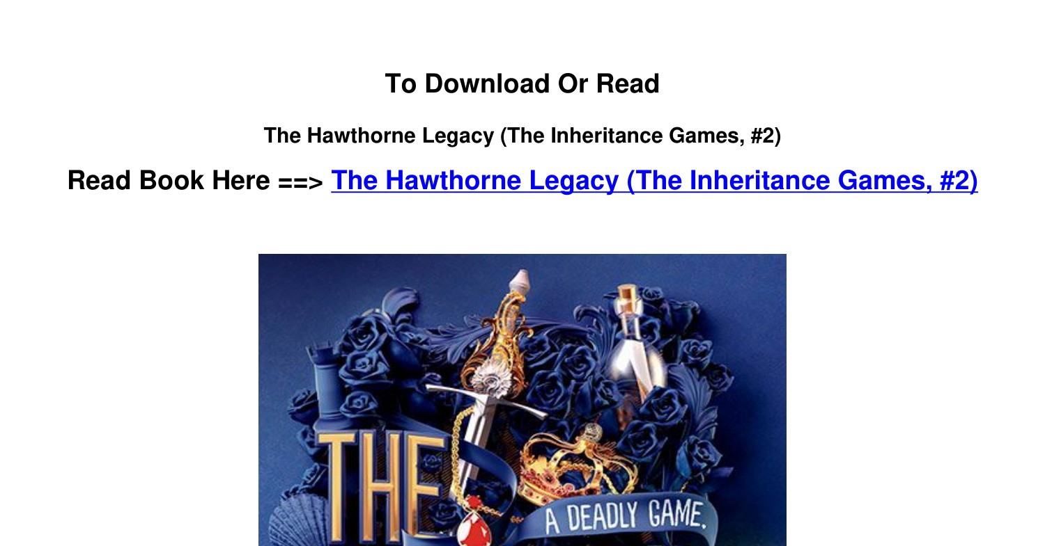 DOWNLOAD PDF The Hawthorne Legacy The Inheritance Games 2 BY Jennifer ...