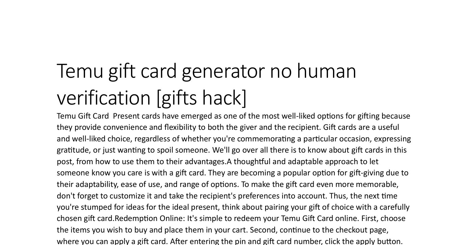 temu-gift-card-generator-no-human-verification-gifts-hack.pdf | DocDroid