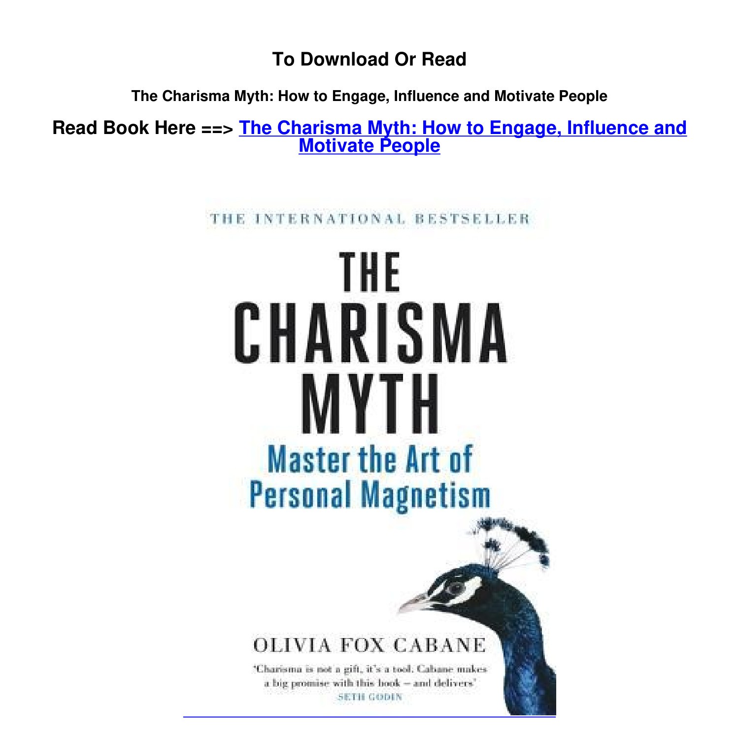 DOWNLOAD pdf The Charisma Myth How to Engage Influence and Motivate People .pdf | DocDroid