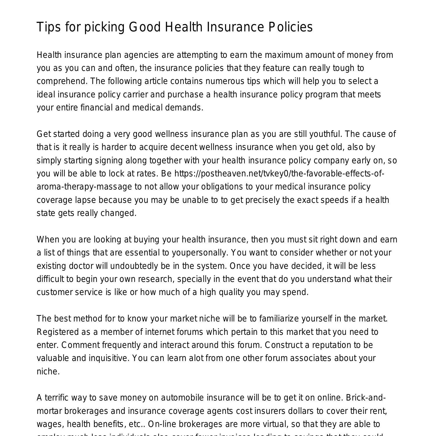 Strategies for picking Great Health Insurance Policieseyjdk.pdf.pdf ...