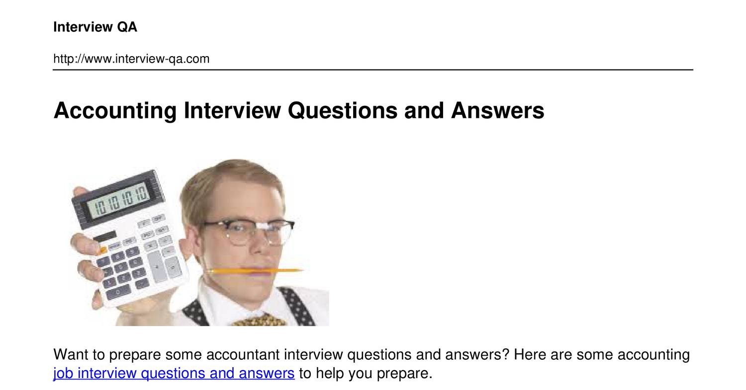 Accounting interview questions and answers pdf DocDroid
