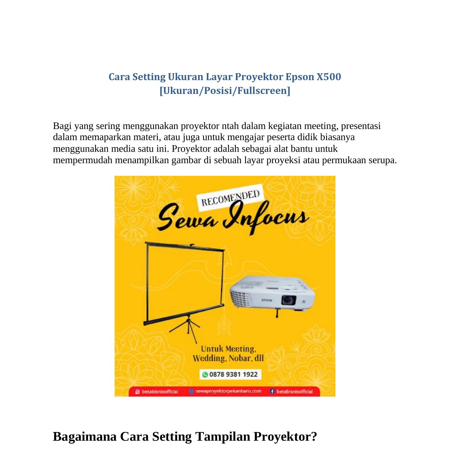 Cara Setting Ukuran Layar Proyektor Epson X500 pdf.pdf | DocDroid