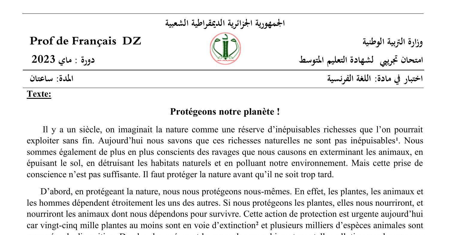 Sujet Français BEM blanc 2023.docx | DocDroid