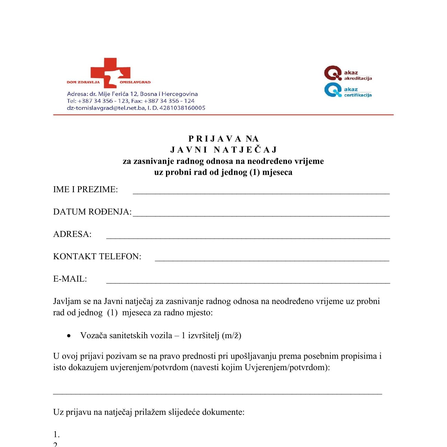 P R I J A V A NA NATJEČAJ ZA VOZAČA.docx | DocDroid