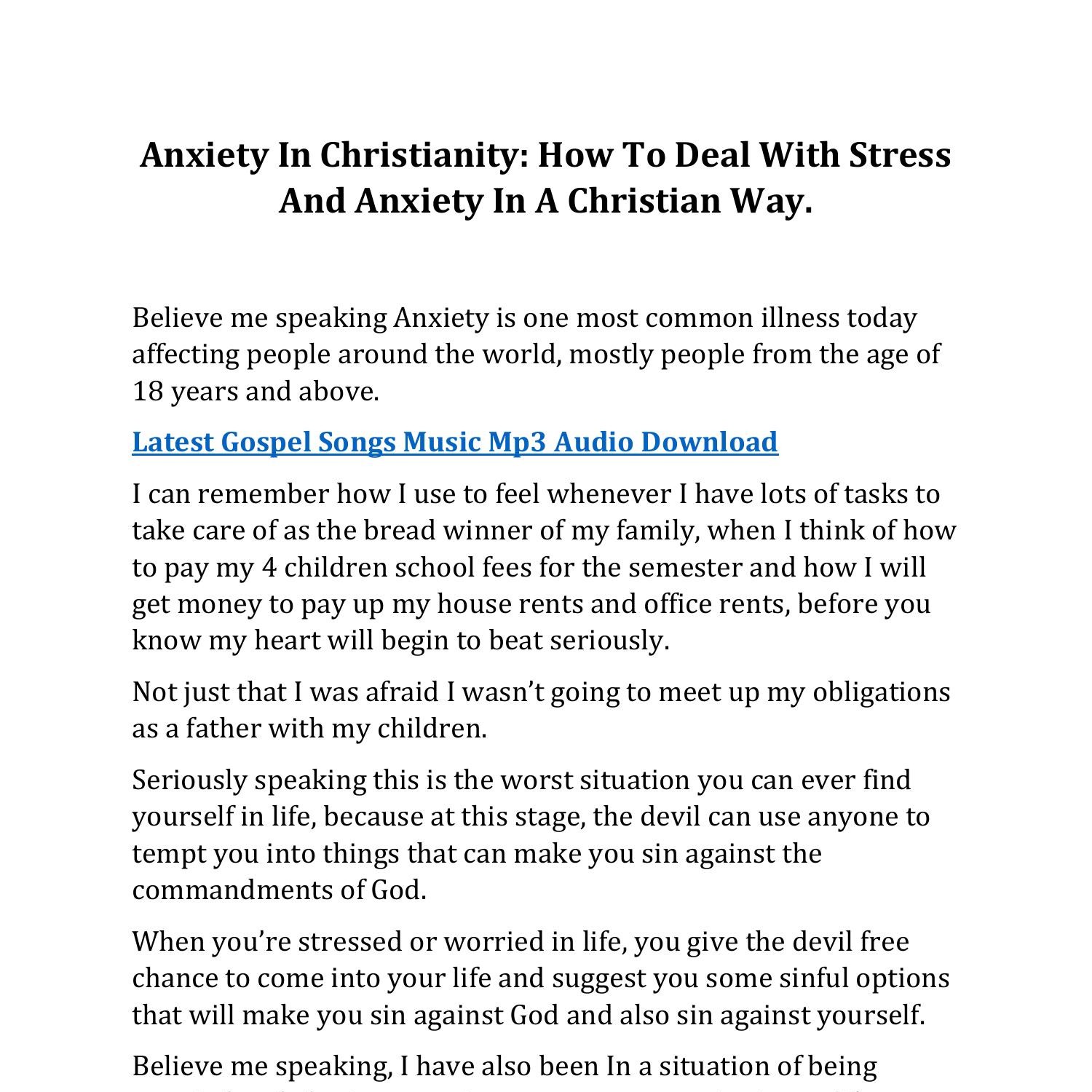 Anxiety In Christianity - How To Deal With Stress And Anxiety In A ...