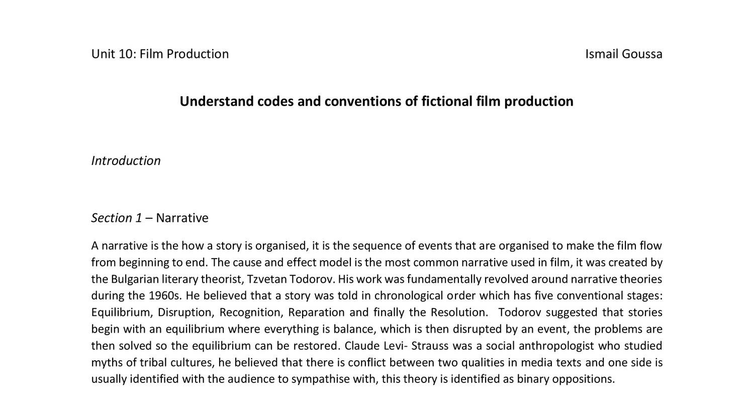 Understand codes and conventions of fictional film production.docx ...