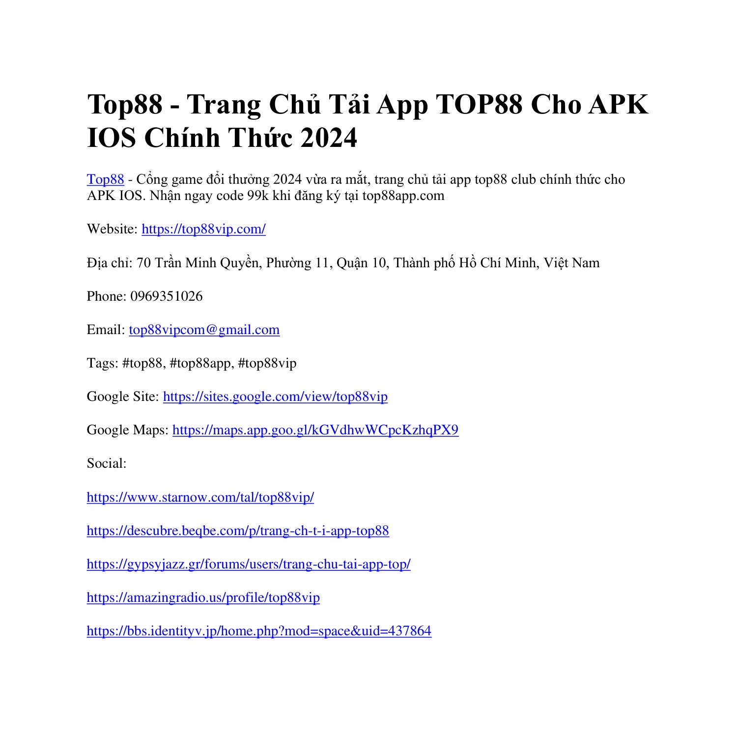 Top88 - Trang Chủ Tải App TOP88 Cho APK IOS Chính Thức 2024.docx | DocDroid