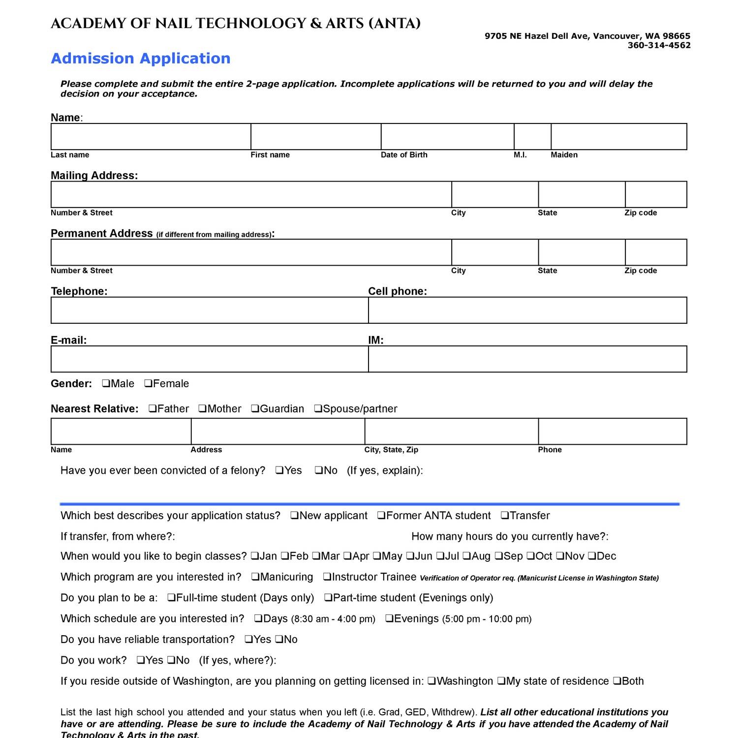 ADMISSION APPLICATION.pdf | DocDroid