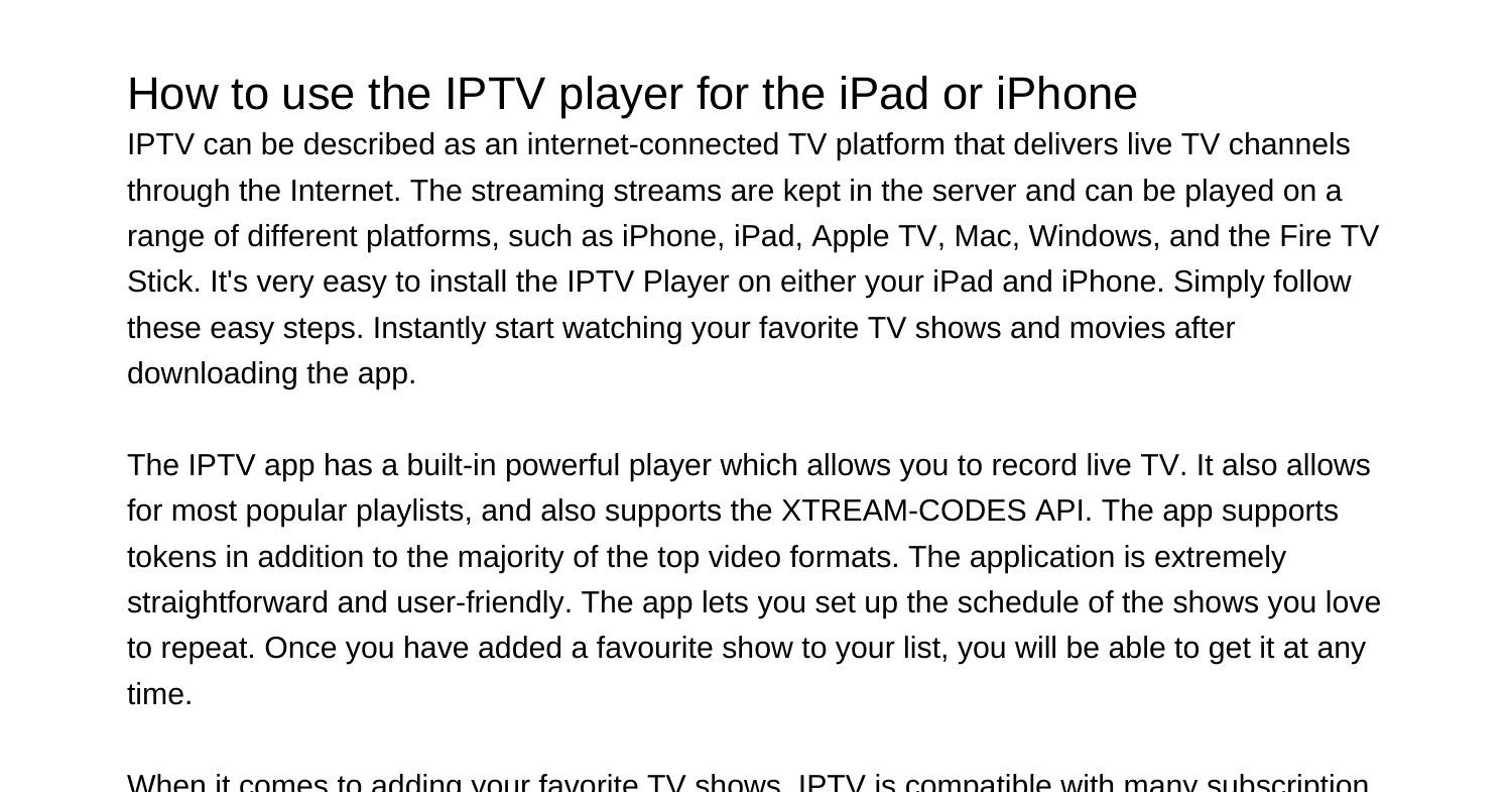 How to Use the IPTV Player with an iPad or iPhone nezns.pdf.pdf | DocDroid