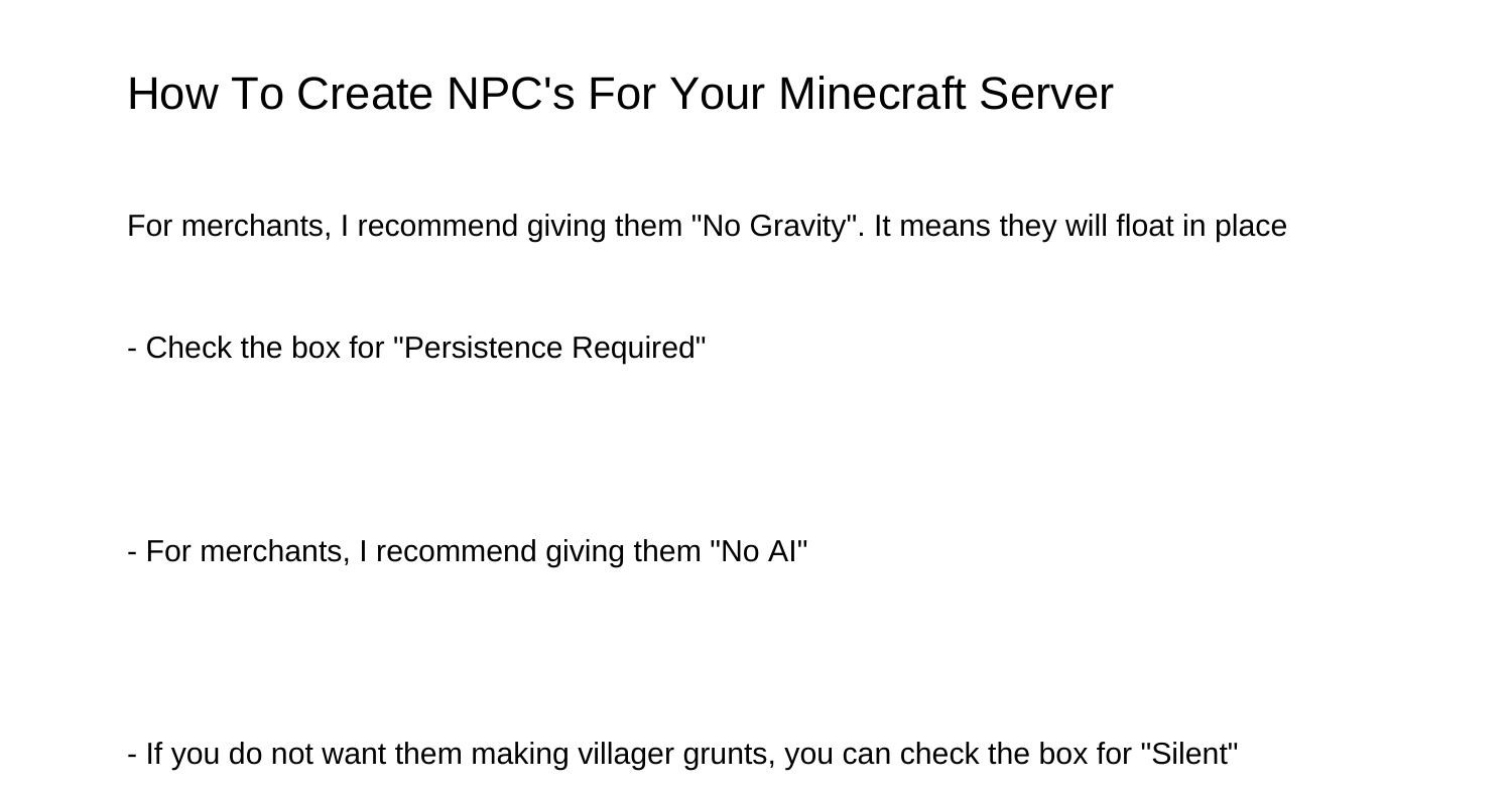 How To Create NPCs For Your Minecraft Serverhuyok.pdf.pdf | DocDroid