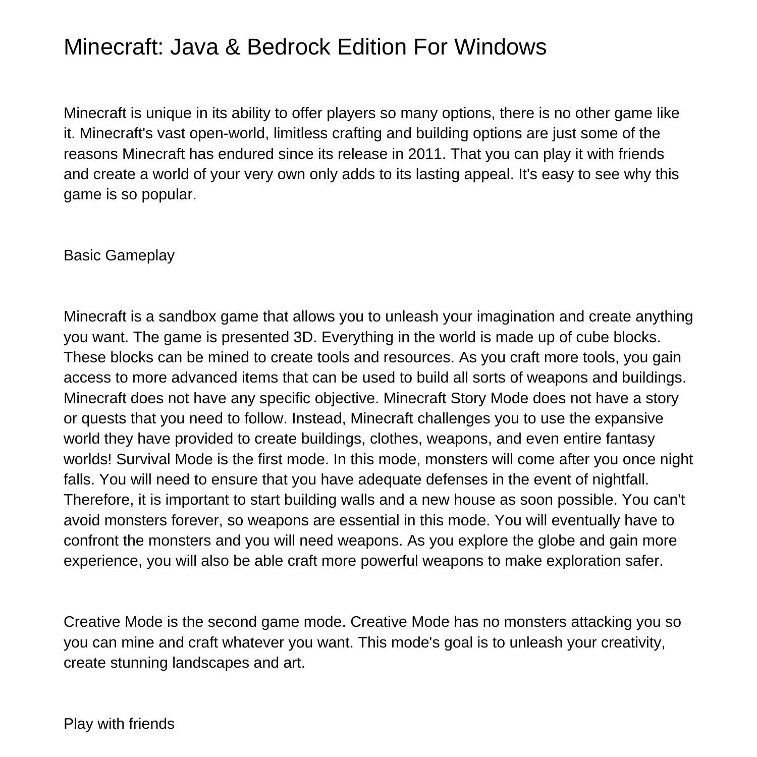 Minecraft Java Bedrock Edition For Windowswruyi.pdf.pdf | DocDroid