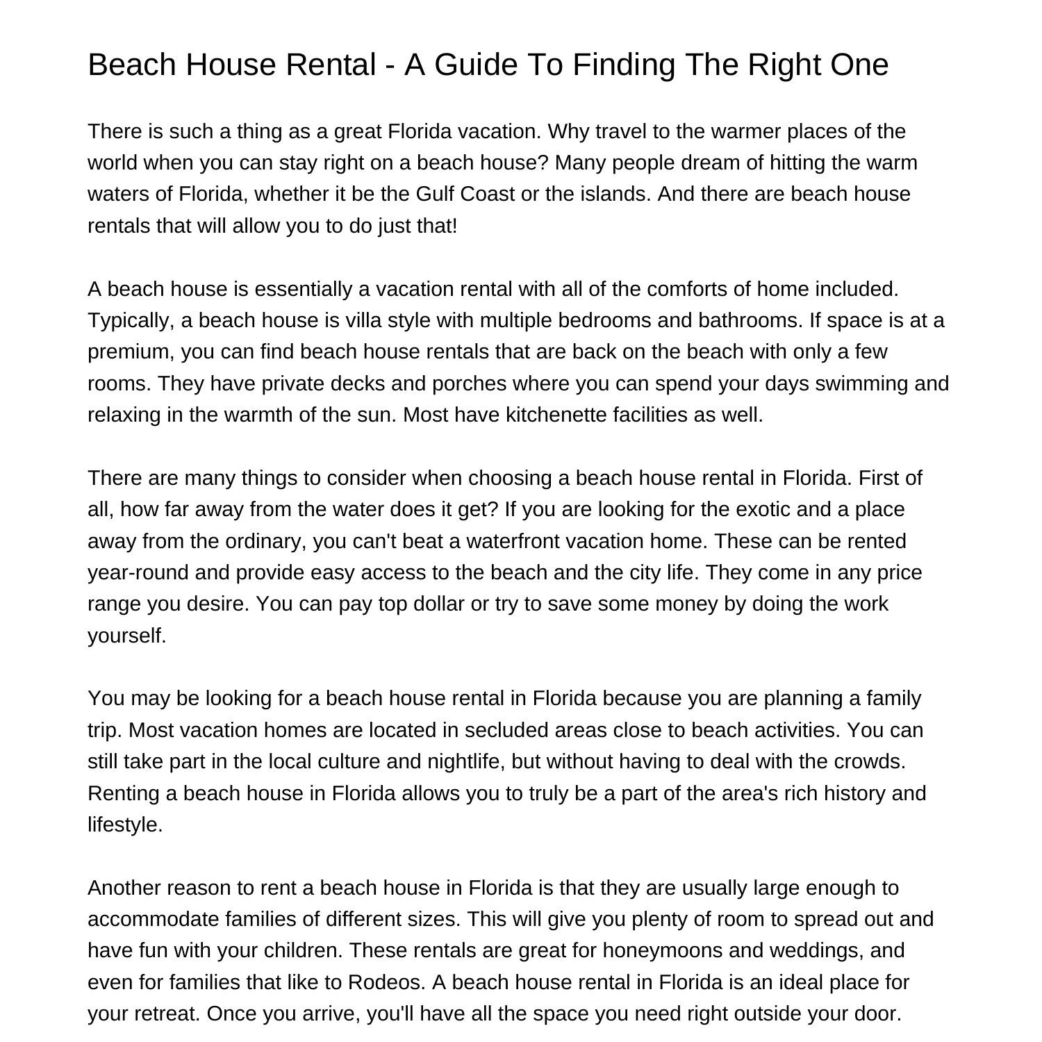 Beach House Rental A Guide To Finding The Right Onelwmfk.pdf.pdf | DocDroid