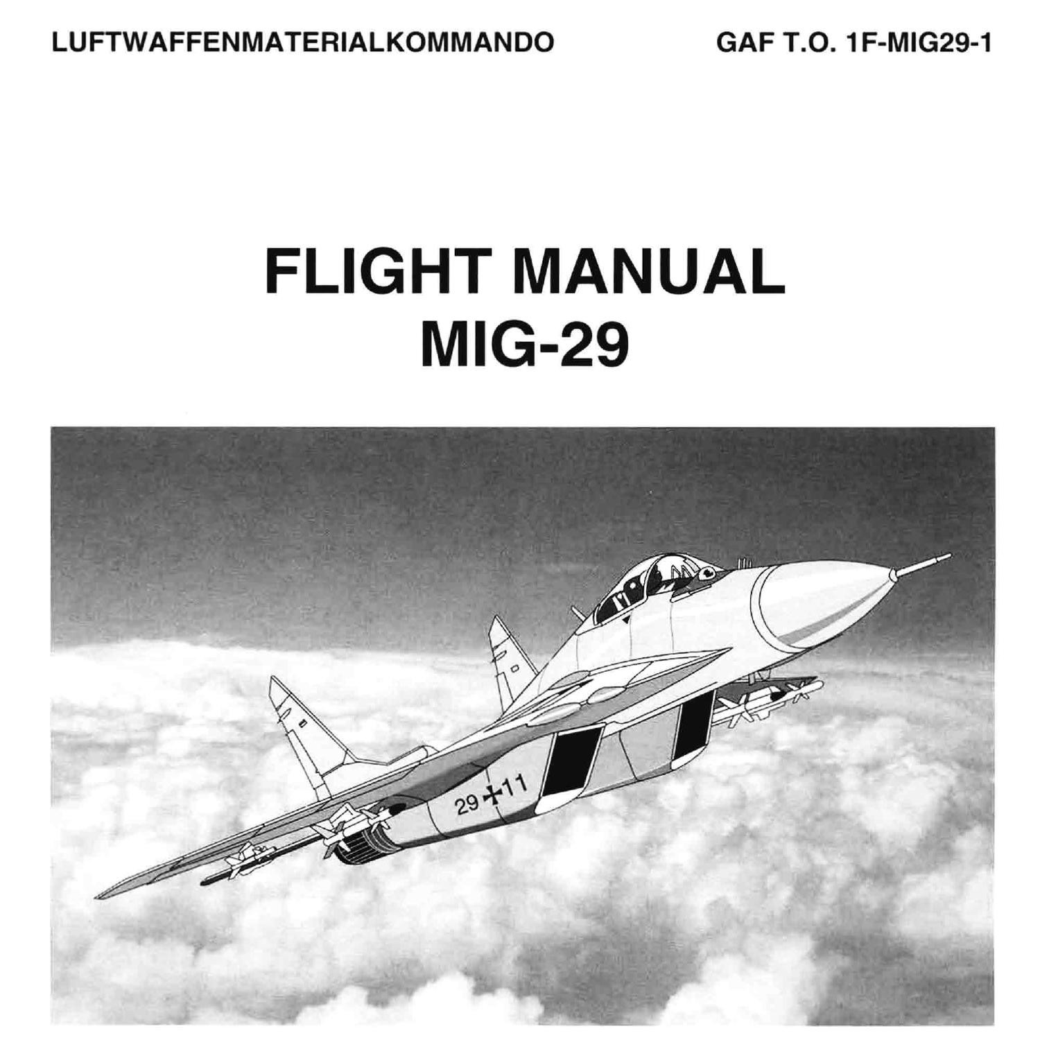 Flight manual MIG-29 Руководство по летной эксплуатации самолета МиГ-29 ...