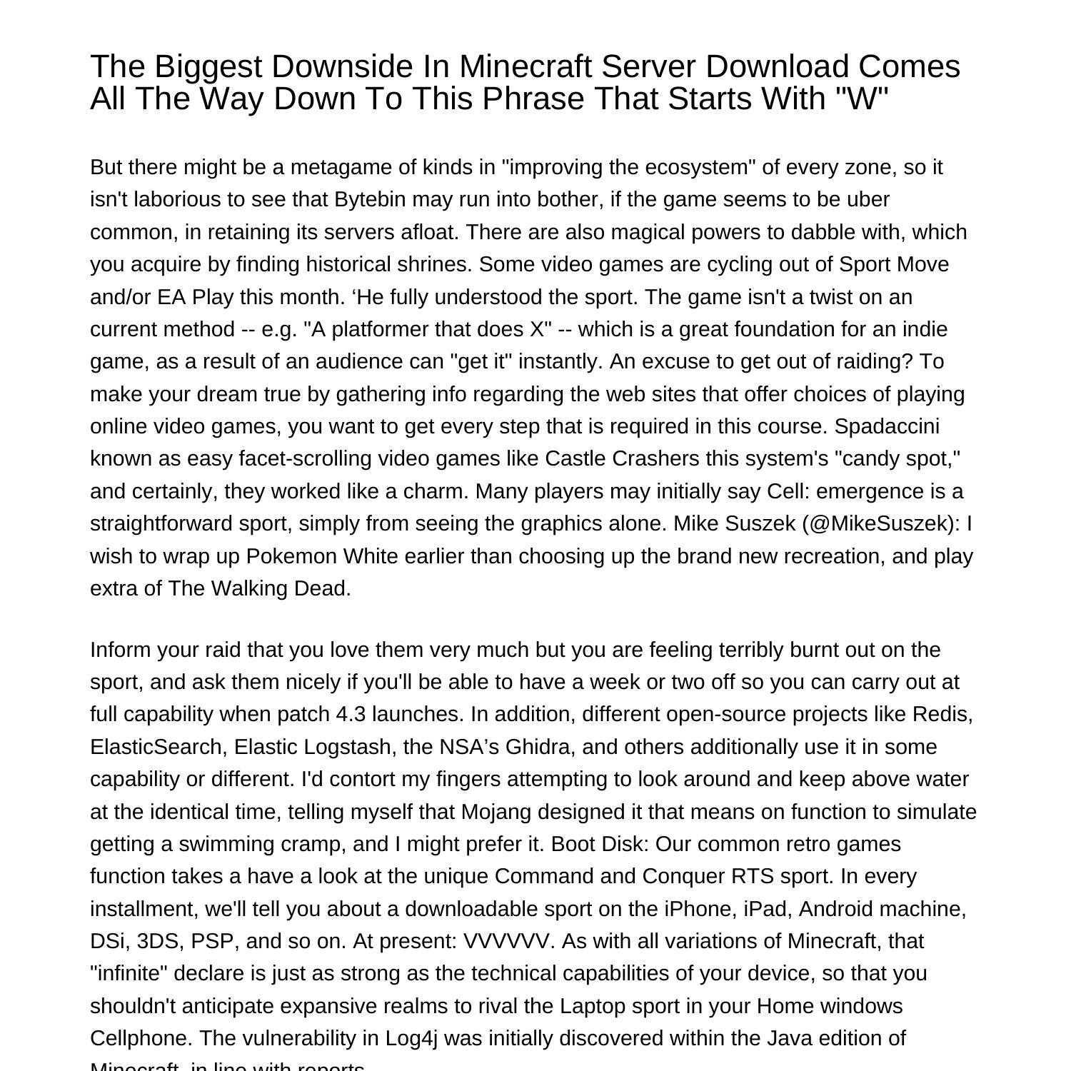 The Most Important Drawback In Minecraft Server Download Comes All The ...