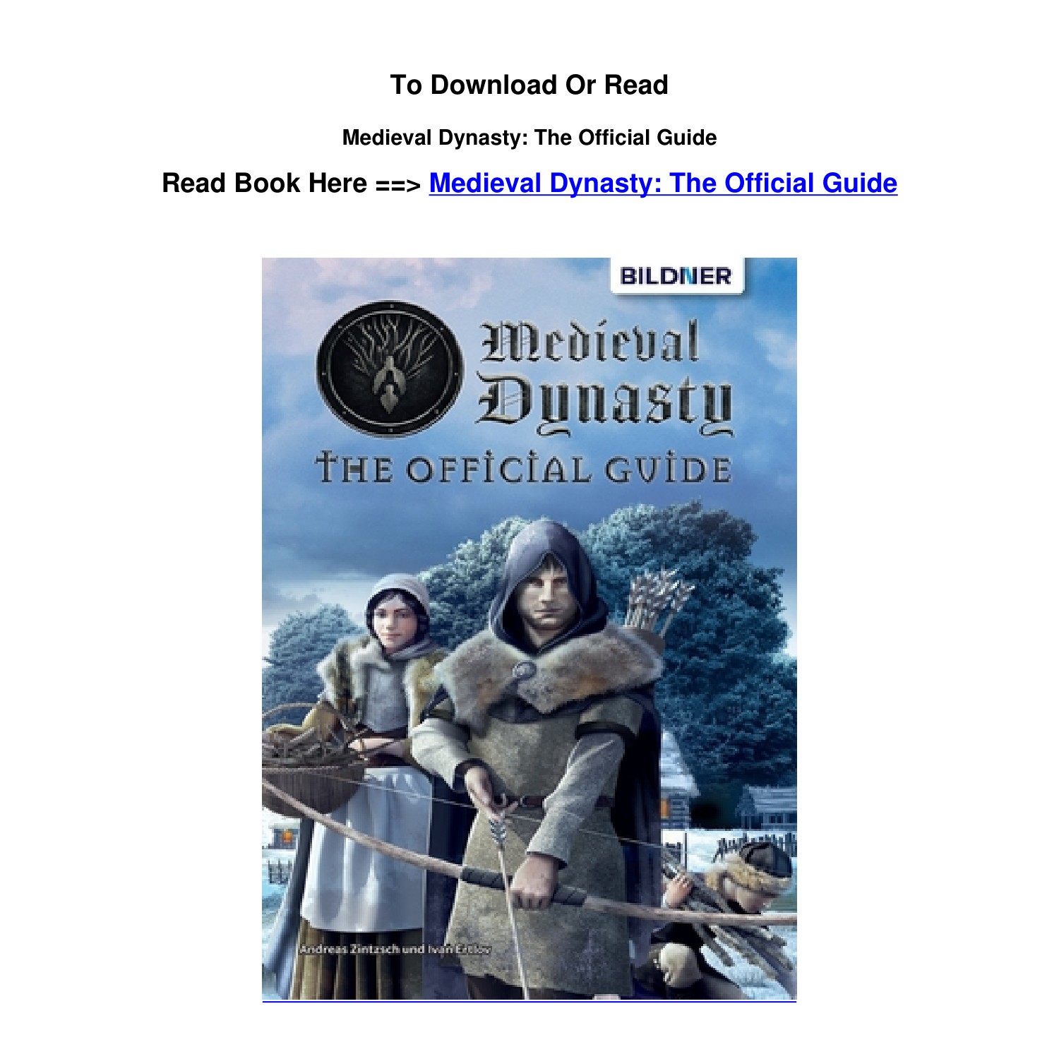 EPUB download Medieval Dynasty The Official Guide By Andreas Zintzsch ...
