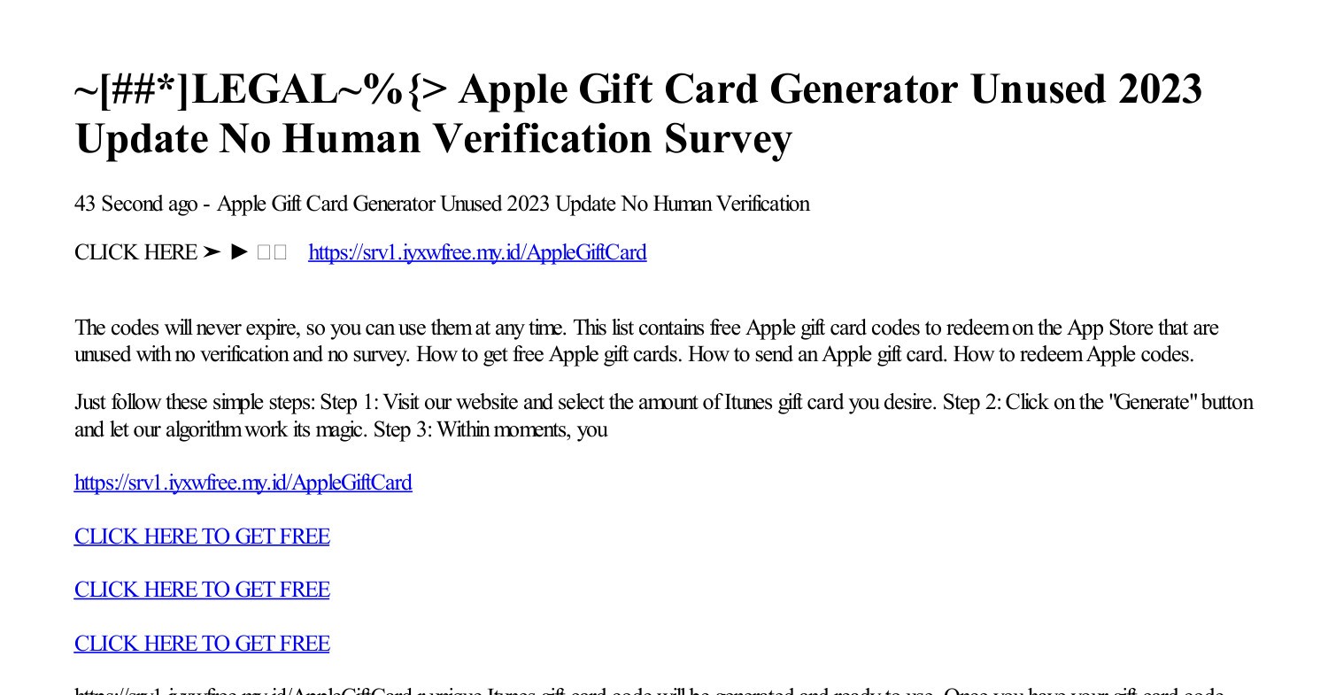 LEGAL~%{ Apple Gift Card Generator Unused 2023 Update No Human ...
